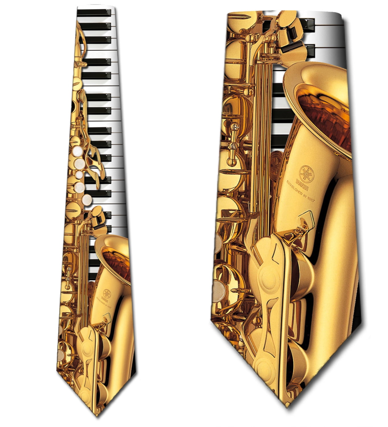 Jazz Instruments Tie Saxophone and Piano Necktie Mens Tie by Three ...