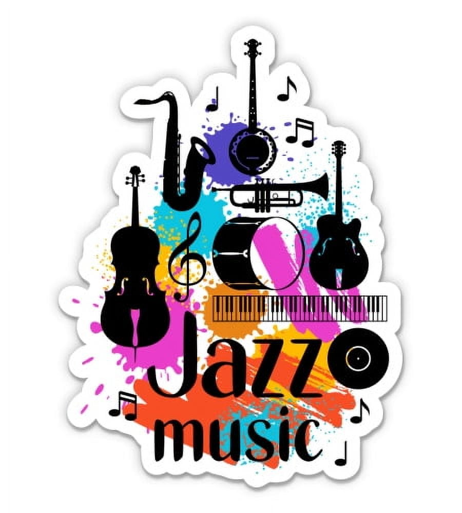 Jazz Music - 7" Vinyl Sticker - For Car Laptop I-Pad - Waterproof Decal ...