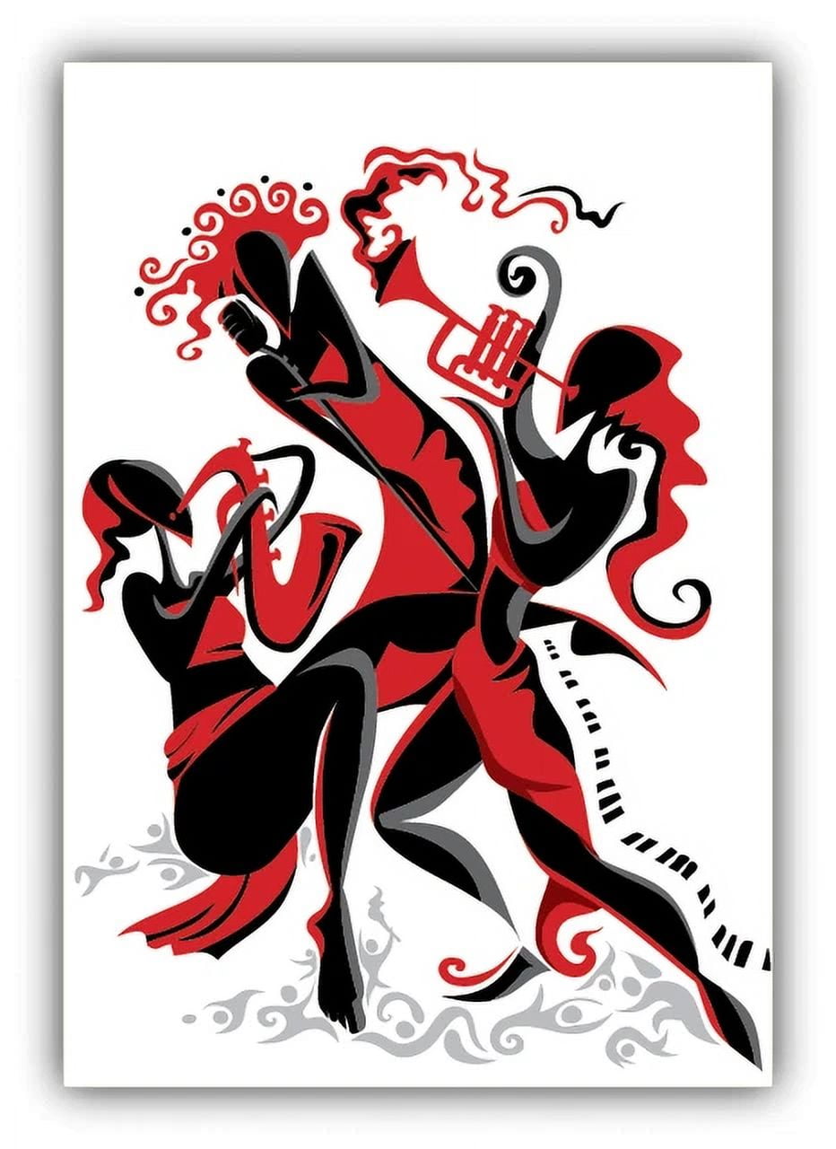 Jazz Music Abstract Art Woman Band Sticker Phone Decal Water Bottle ...