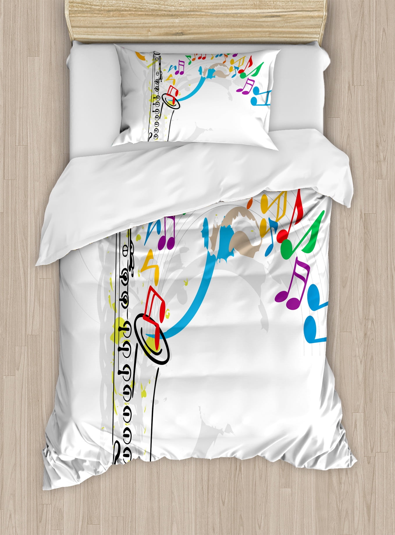Jazz Music Duvet Cover Set, Celebration Festival Theme Colorful Art ...
