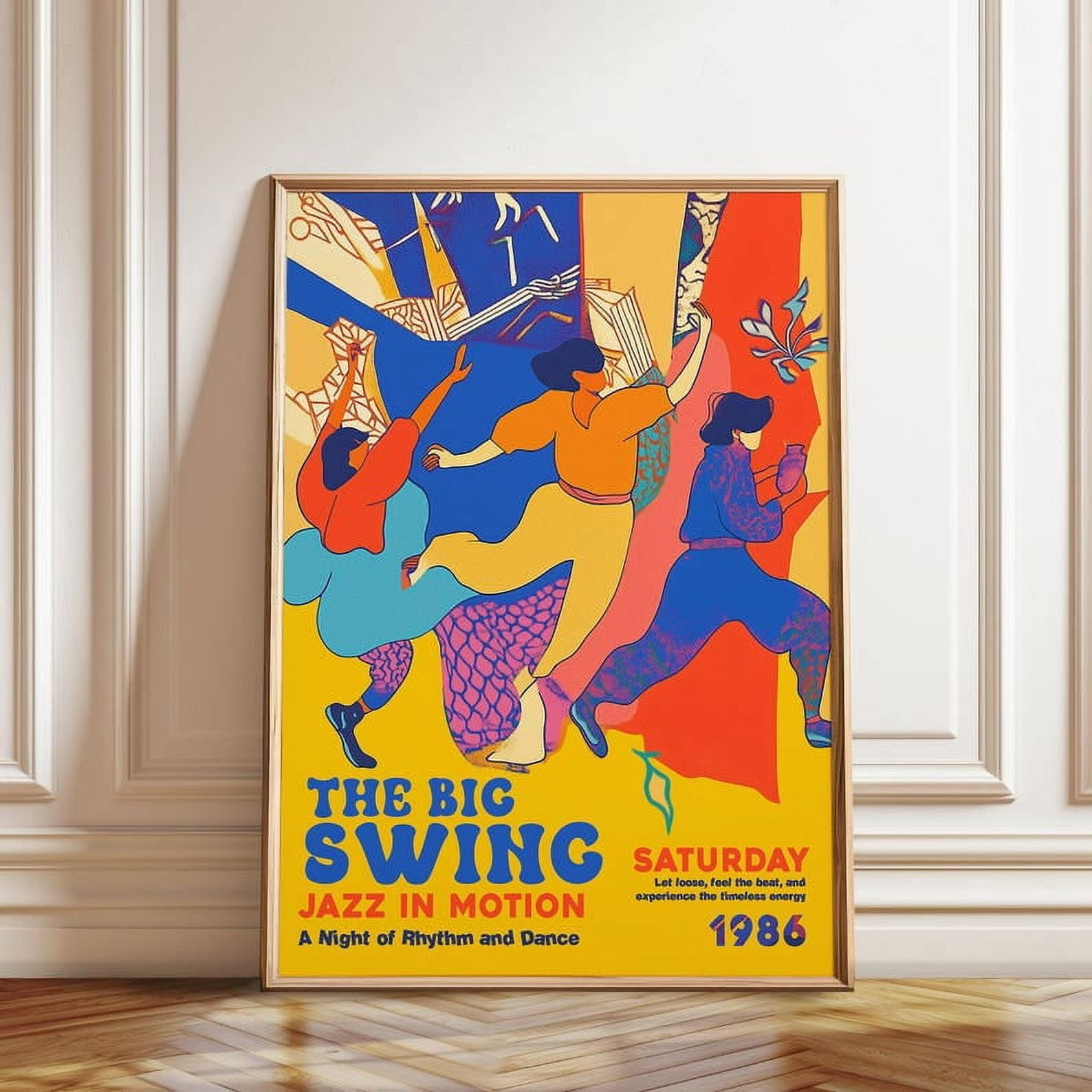 Jazz Music Poster - Retro Jazz In Motion Dance Night Art Print - 1986 ...