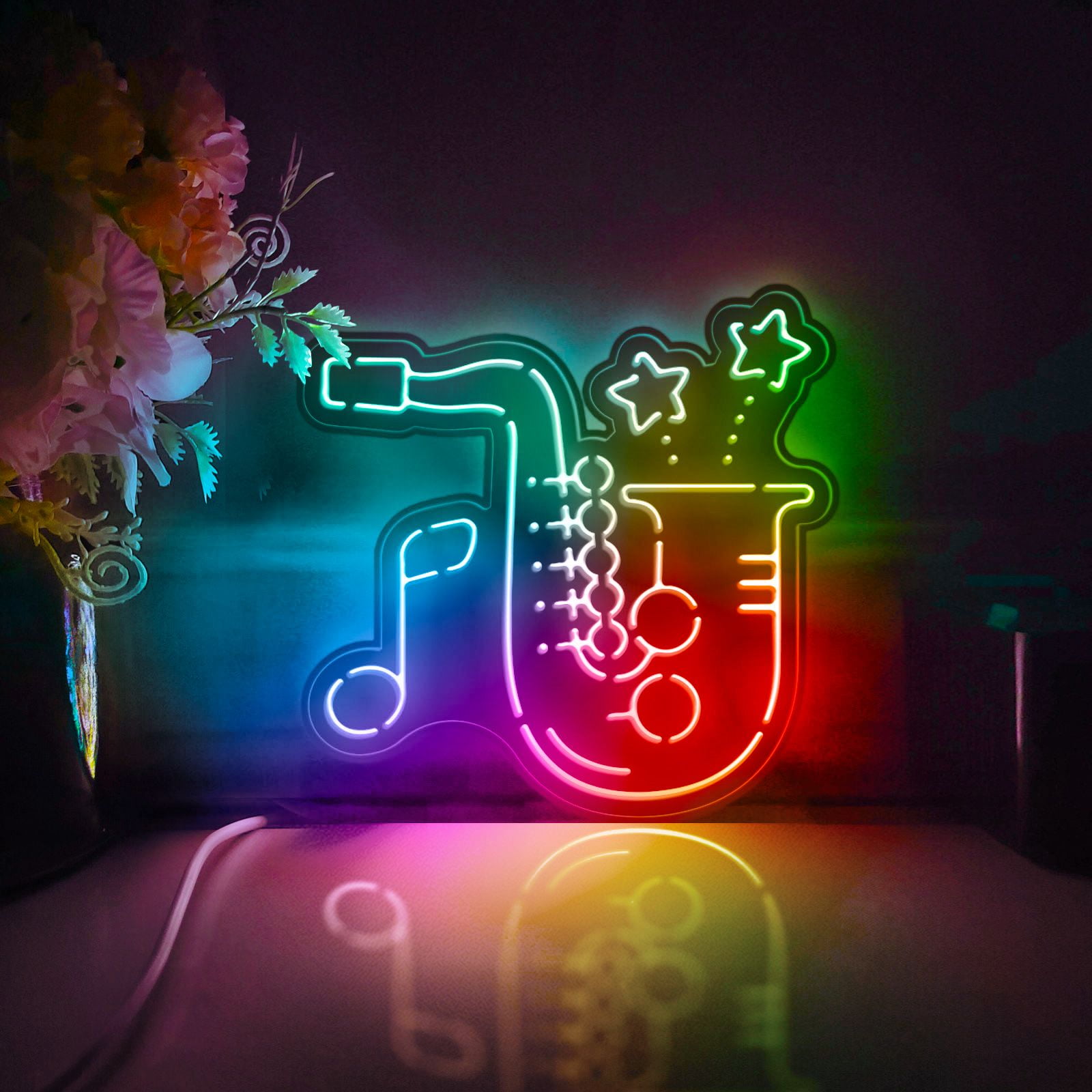 Jazz Music Saxophone Led Light Box, Dimmable Neon-Like Light Signs USB ...