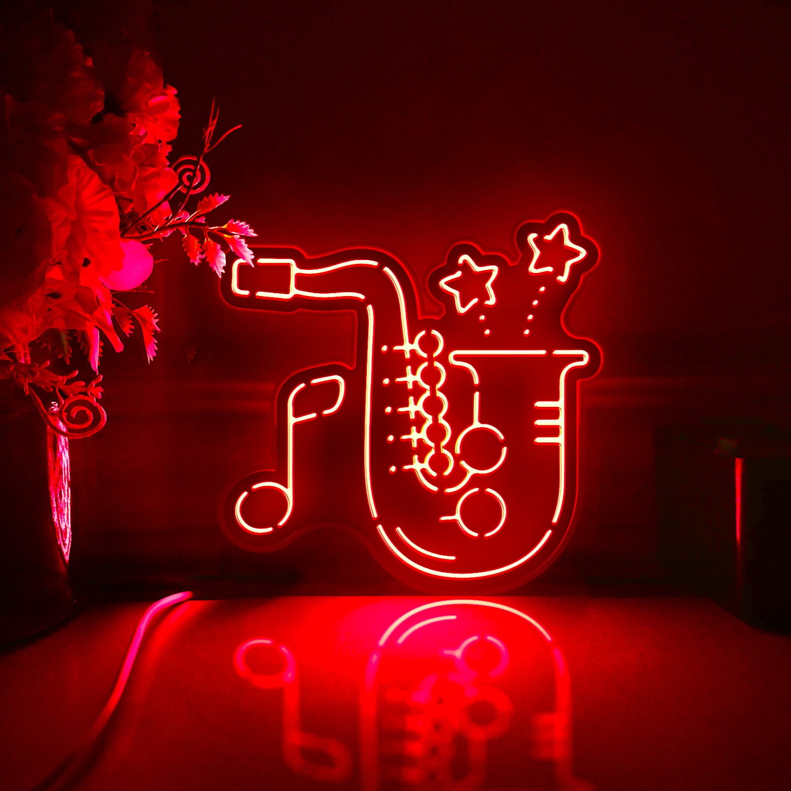 Jazz Music Saxophone Led Light Box, Dimmable Neon-Like Light Signs USB ...