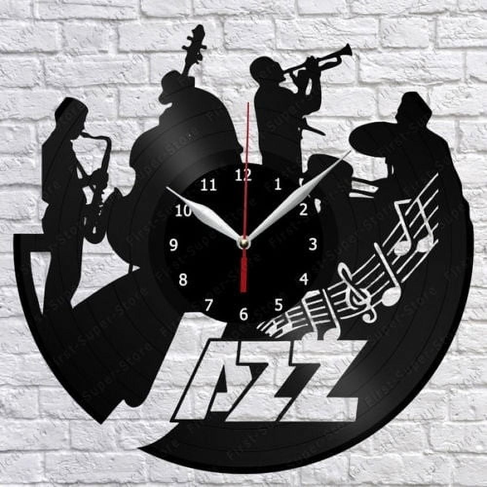 Jazz Music Vinyl Wall Clock,Vinyl Record Clock Wall Art Unique Bedroom ...