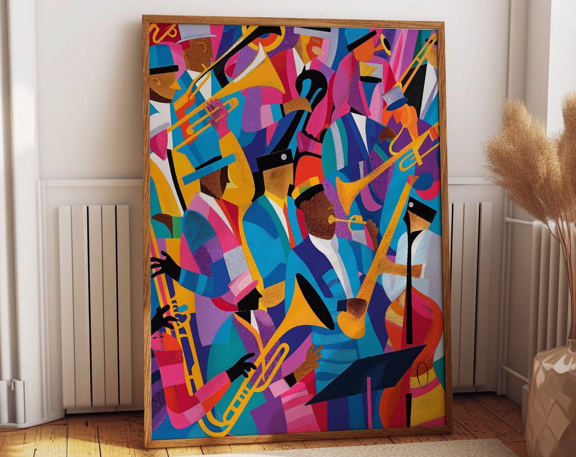 Jazz Musicians Art Poster - Matisse Inspired Colorful Music Scene Wall ...