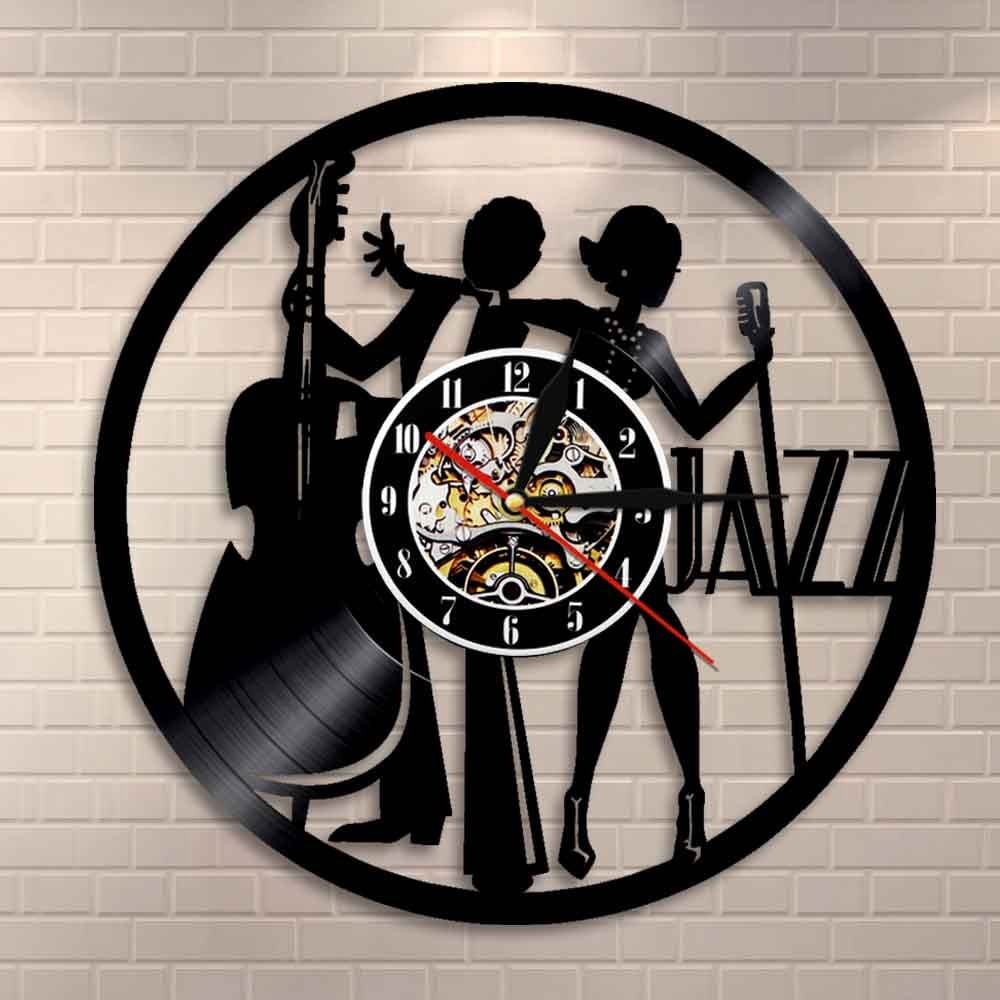 Jazz Performance Wall Art Music Room Wall Decor Wall Clock Double Bass ...