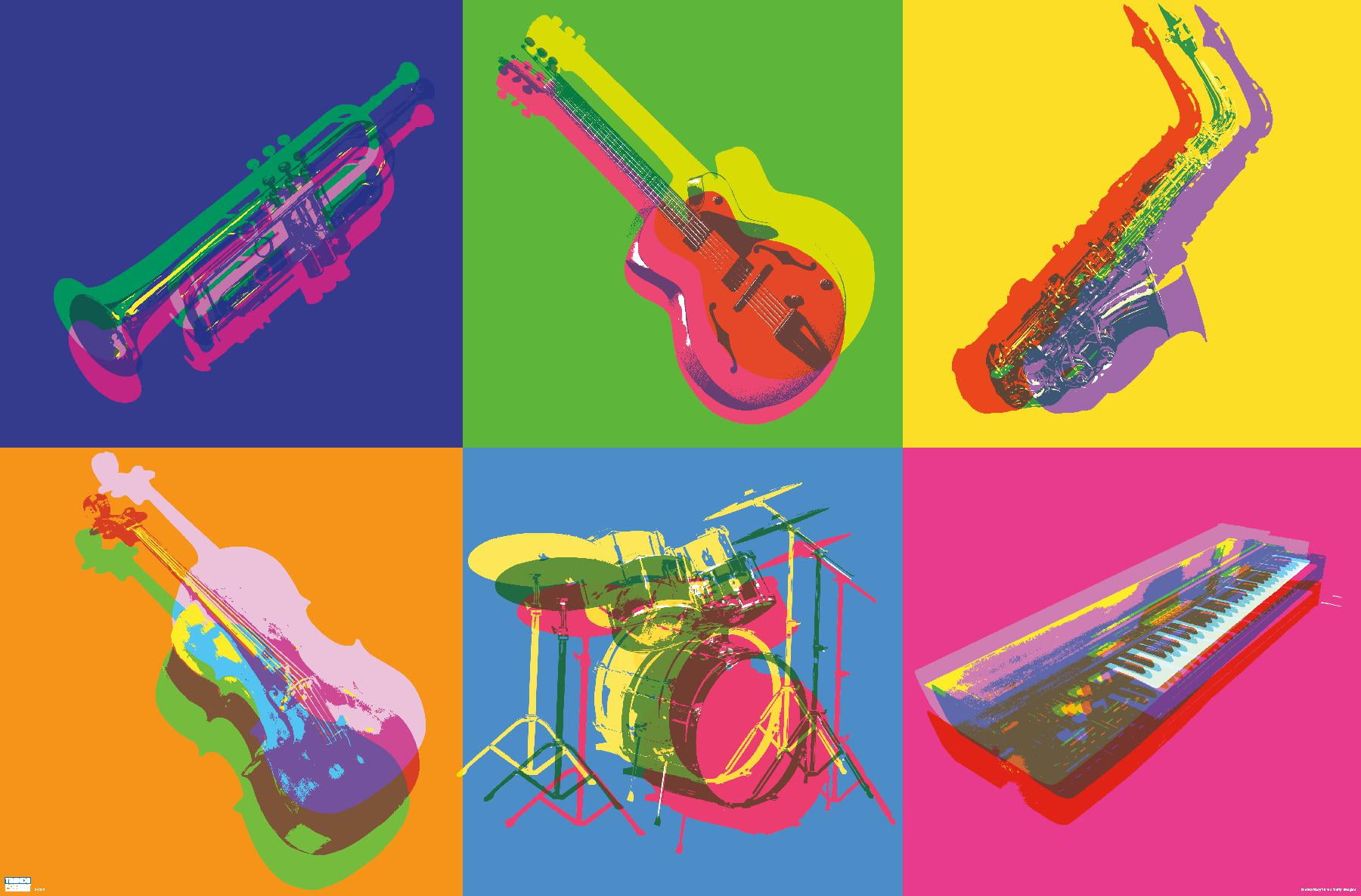Jazz - Pop Art Instruments Wall Poster, 14.725" x 22.375" - Walmart.com