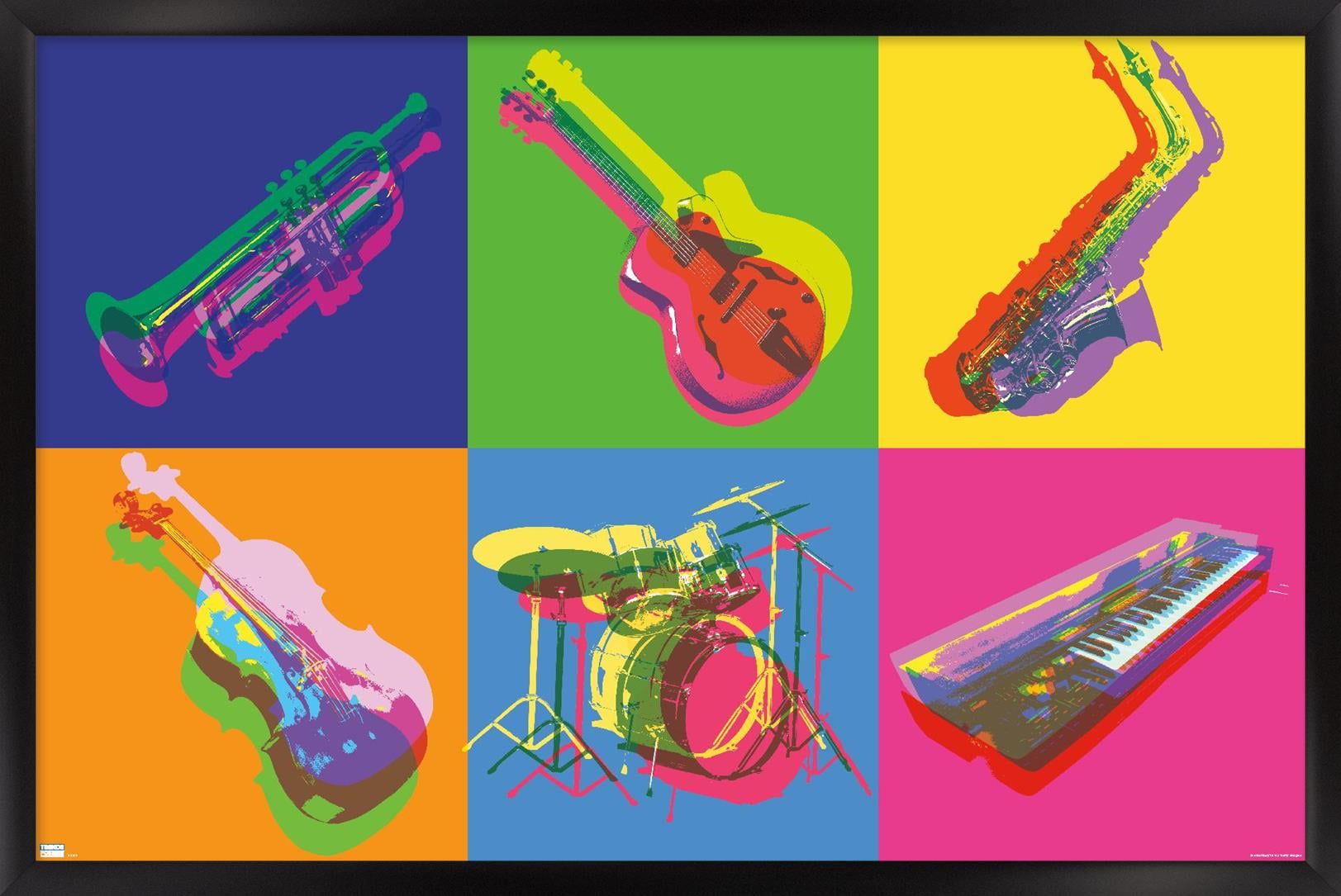 Jazz - Pop Art Instruments Wall Poster, 22.375" x 34" Framed - Walmart.com