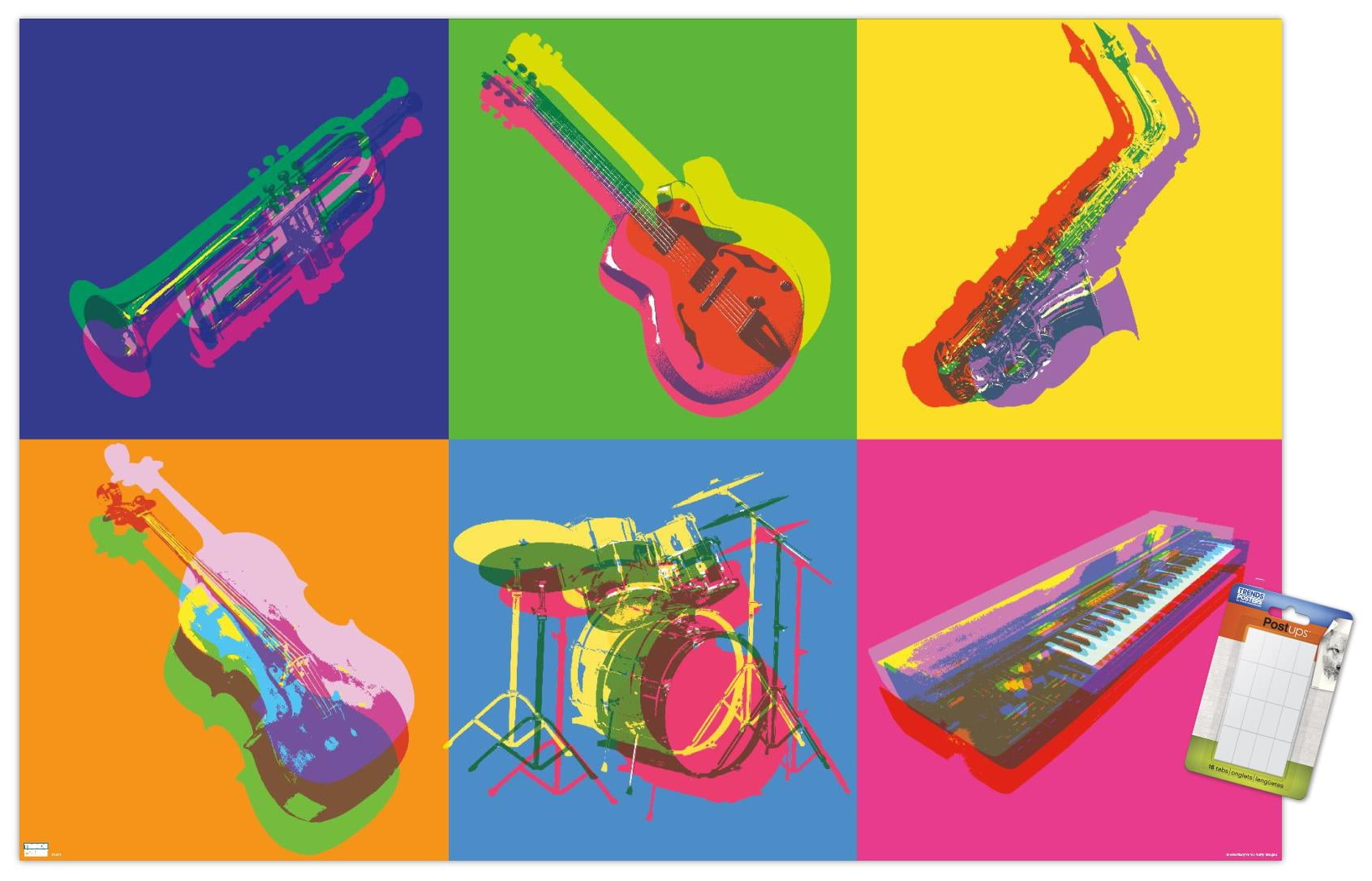 Jazz - Pop Art Instruments Wall Poster, 22.375" x 34" - Walmart.com
