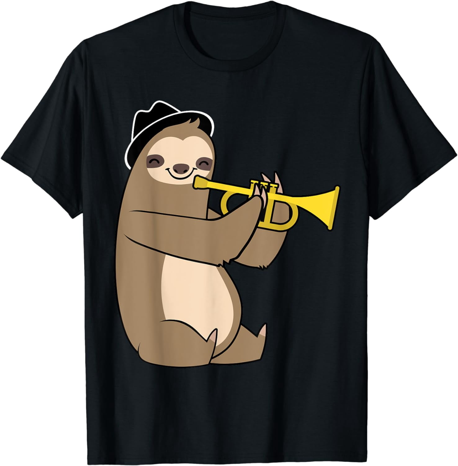 Jazz Sloth Trumpet Funny Musician Cute Animal Playing T-Shirt - Walmart.com