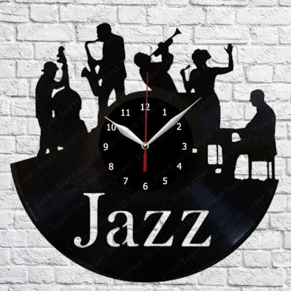Jazz Vinyl Wall Clock,Vinyl Record Clock Wall Art Unique Bedroom ...