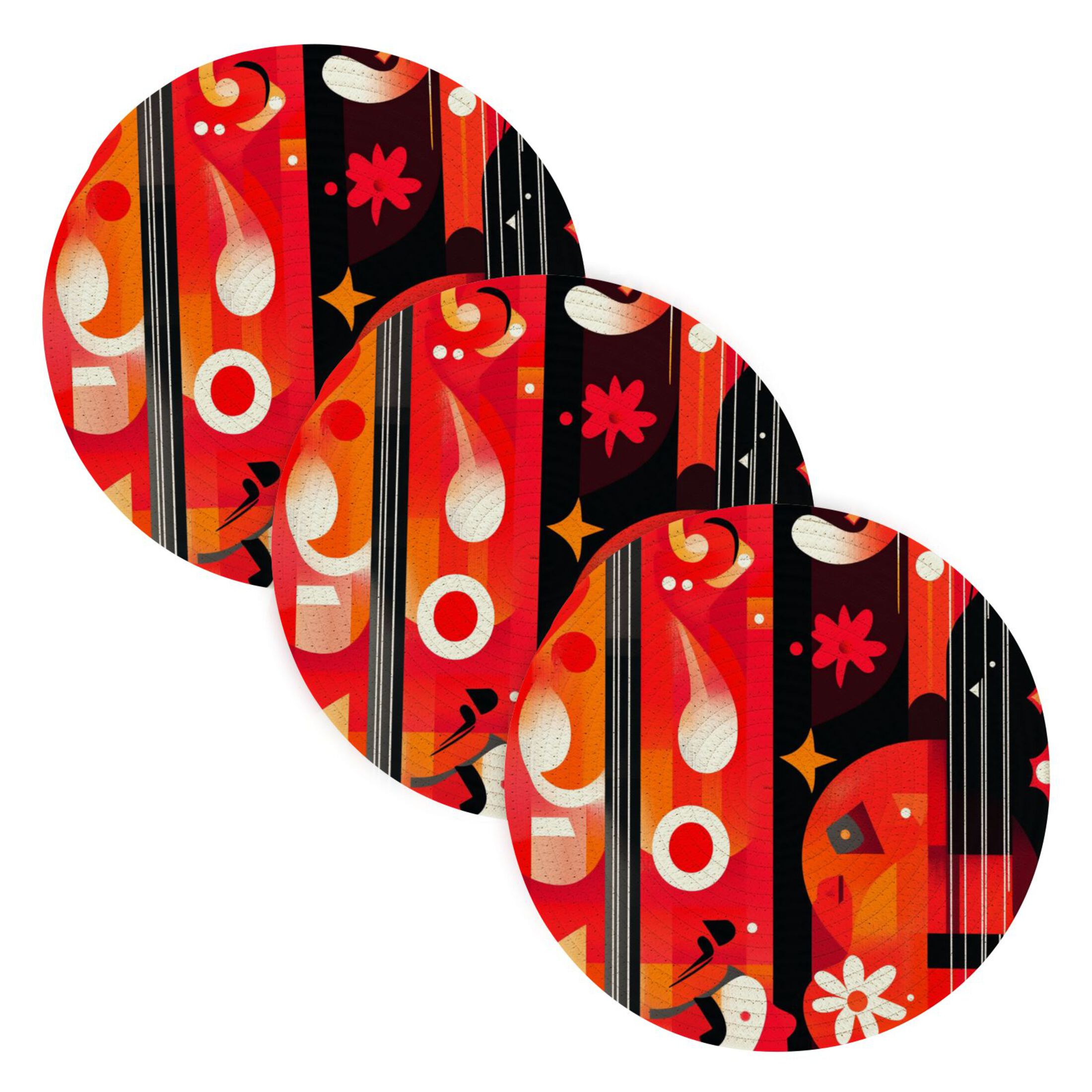 Jazz and Rhythm Coil Dish Mat Set, 3 Pack, 15'' Round, Heat-Resistant ...