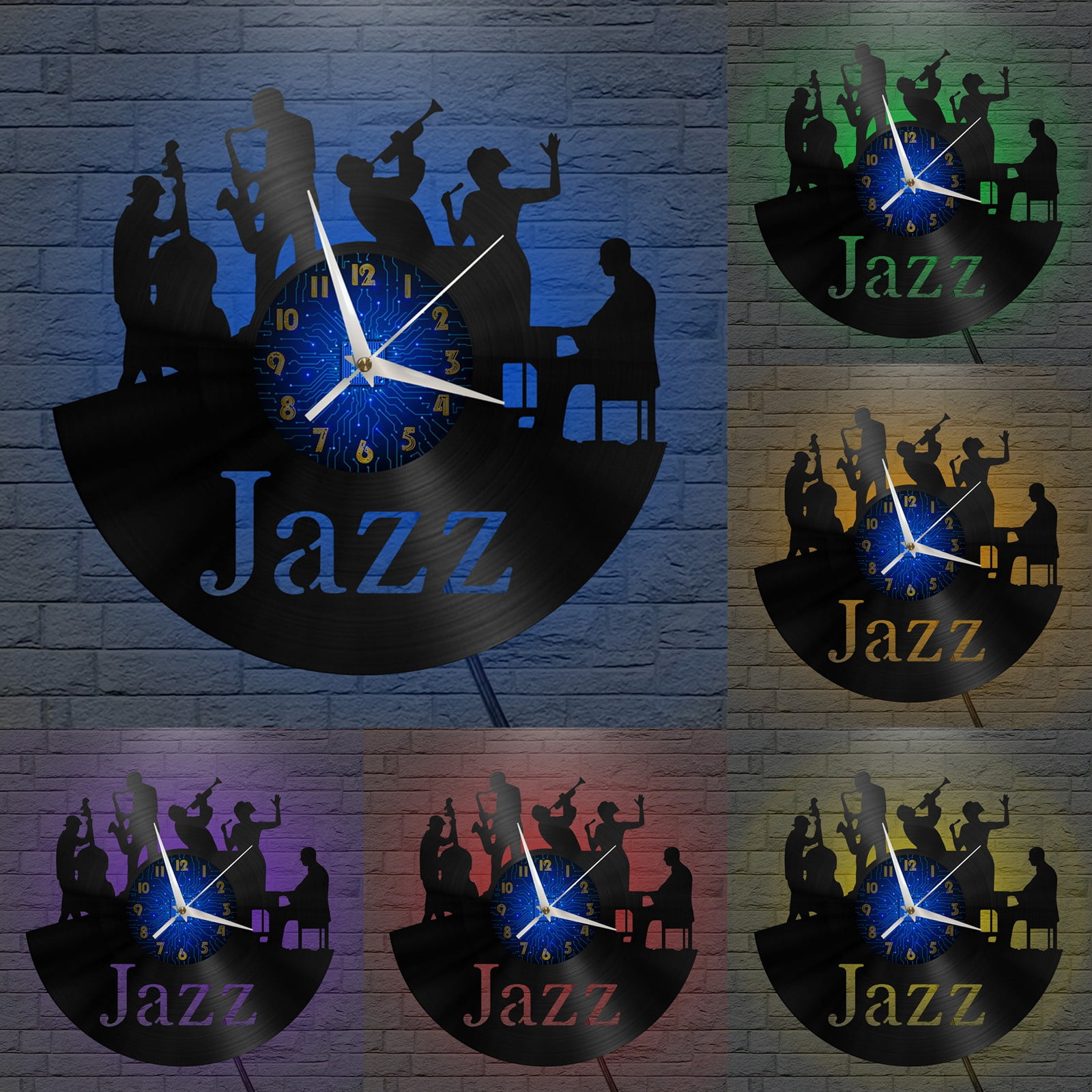 Jazz band Vinyl Record Wall Clock for Kitchen Wall Decor Wall Art Gift ...