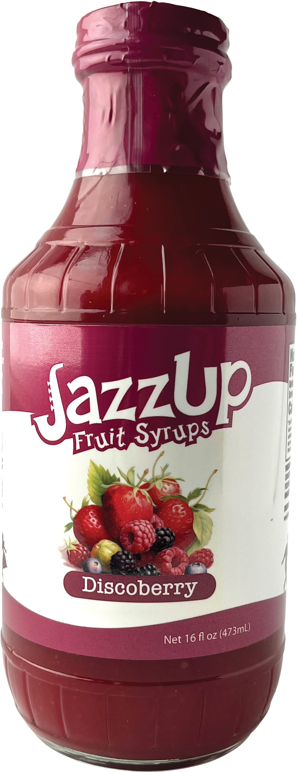 JazzUp® Discoberry Fruit Syrup - 16 fl oz (Mixed Berry: Strawberries, Raspberries, Blackberries ...