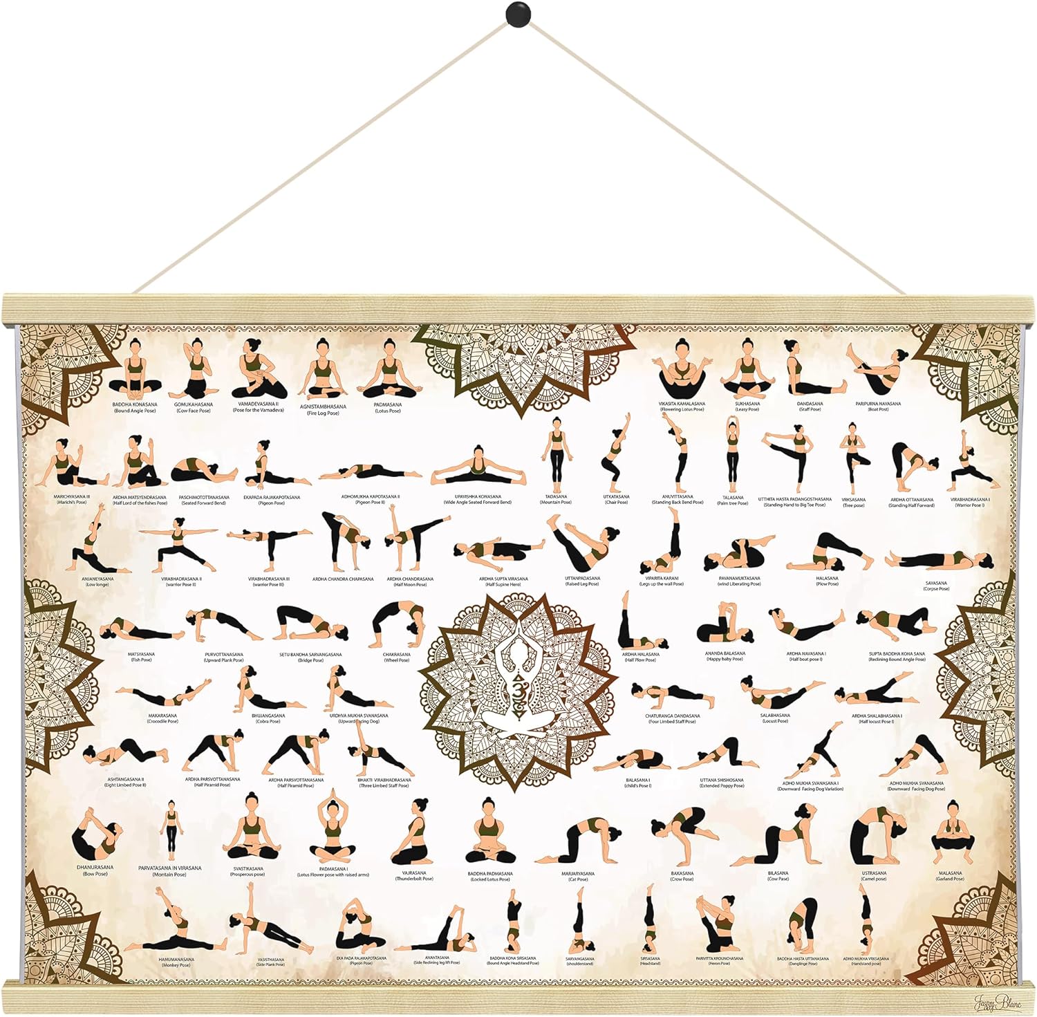 Yoga Poses Poster with Magnetic Frame (Jazzy Blanc) – 36 x 24-inch ...