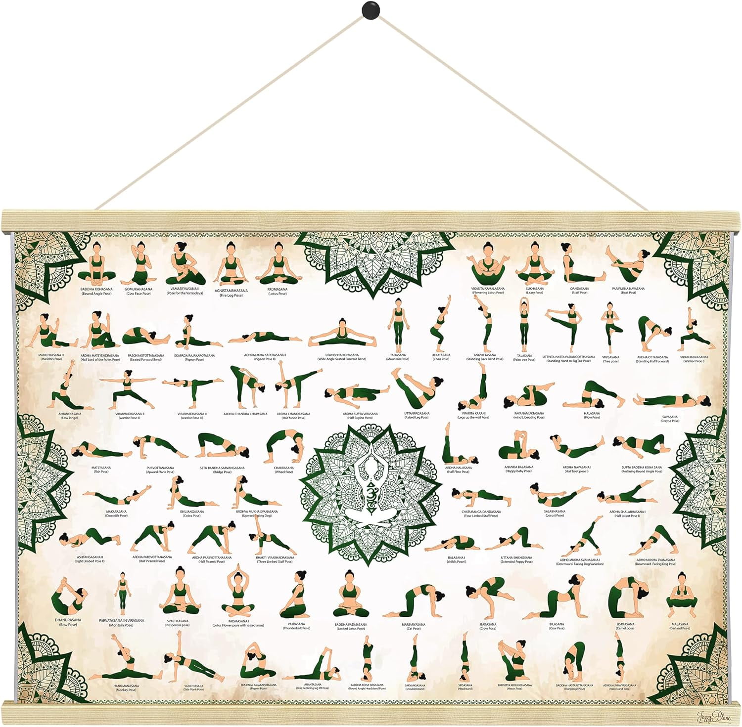 Yoga Poses Poster with Magnetic Frame (Jazzy Blanc) – 36 x 24-inch ...