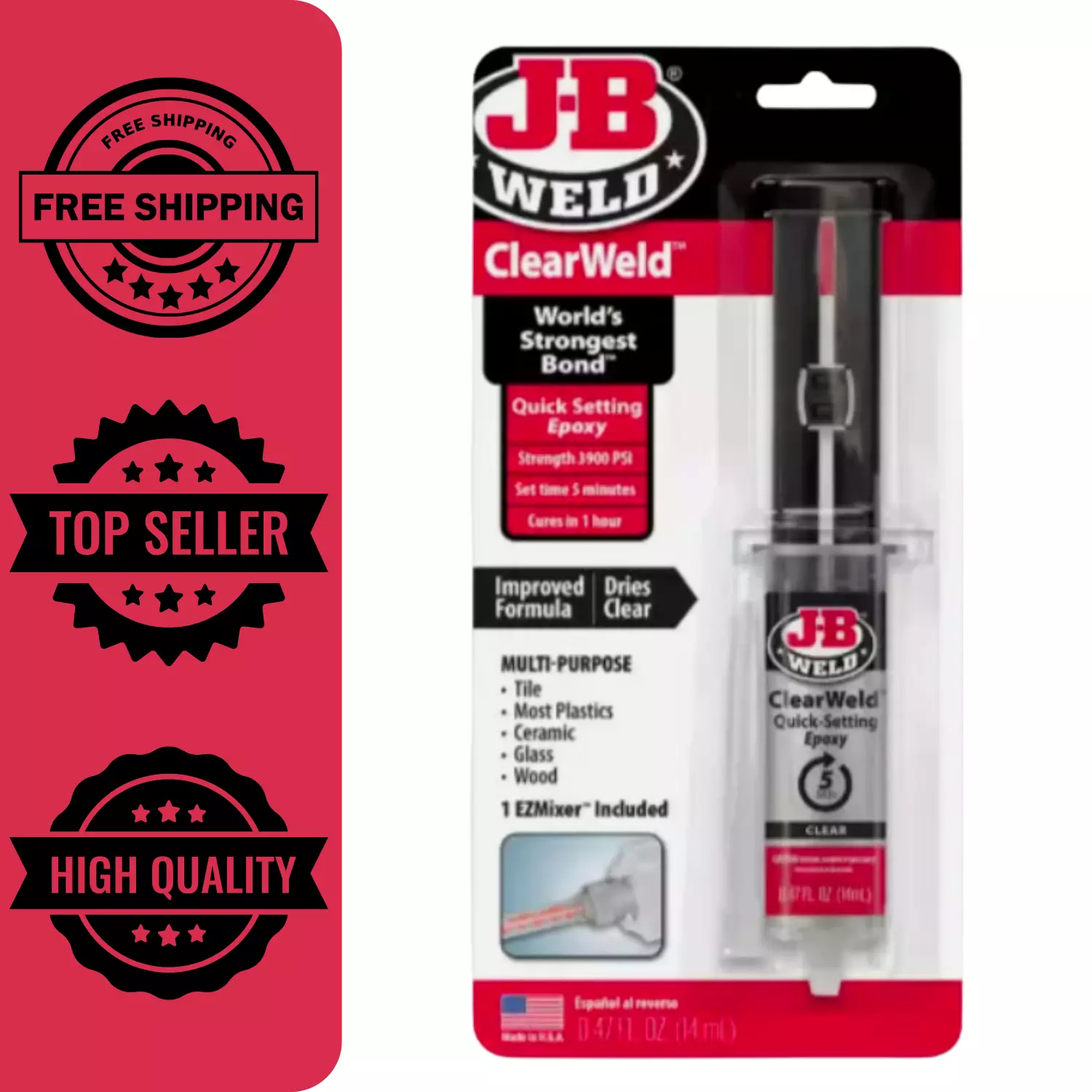 Jb Weld 50114H Clearweld Quick Setting Epoxy, Clear 0.47 Oz. - Buy More & Save!! - Walmart.com
