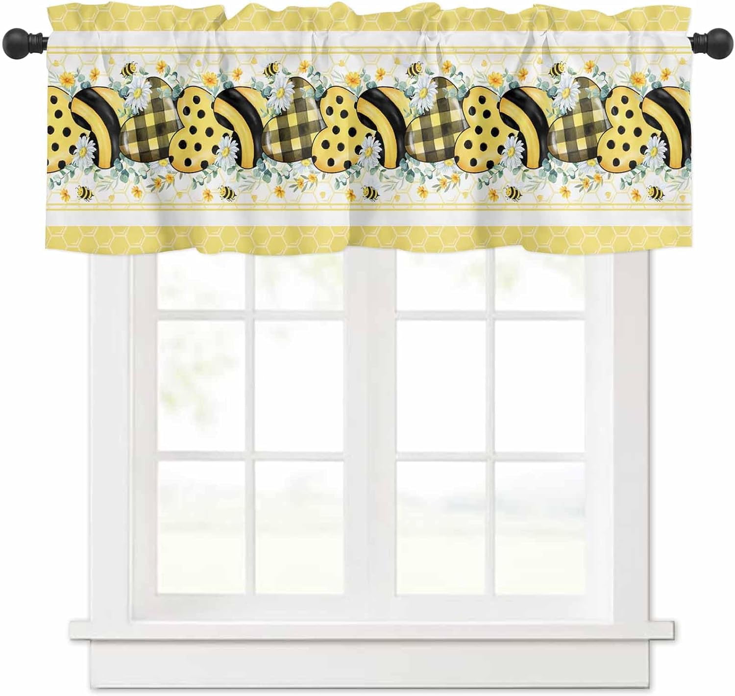 Jbralid Bee Valance for Windows Eucalyptus Leaves Love Heart Curtains ...