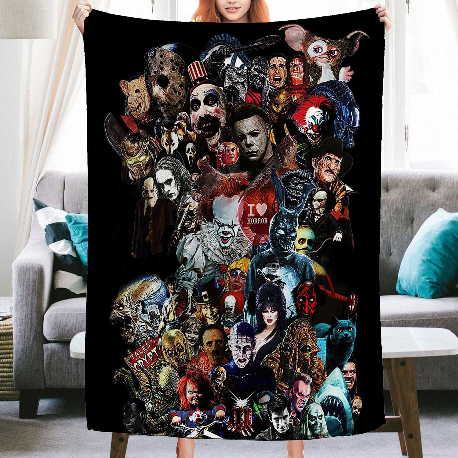 Jbralid Fashion Halloween Horror Movie Film Character Throw Blanket ...