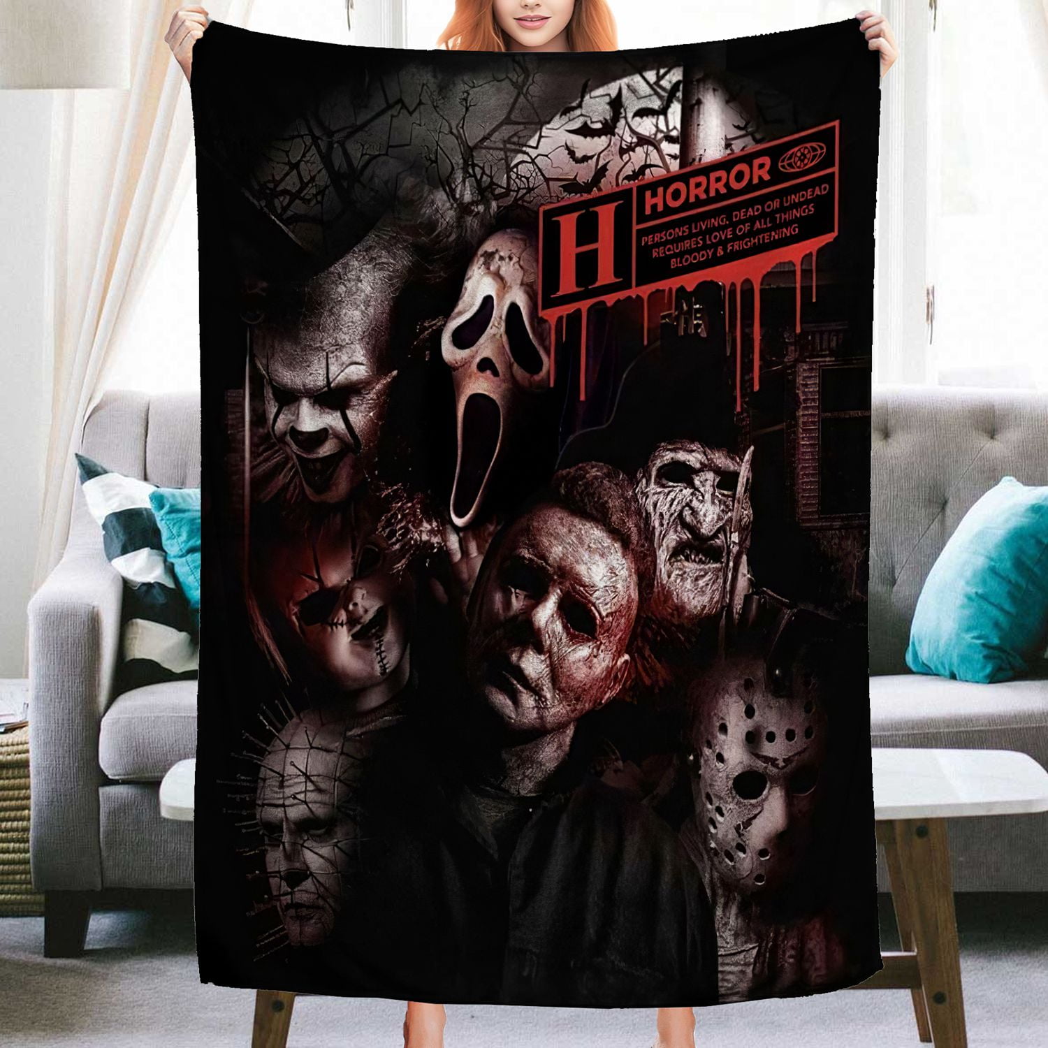 Jbralid Halloween Blanket Classic Halloween Theme Horror Movie ...