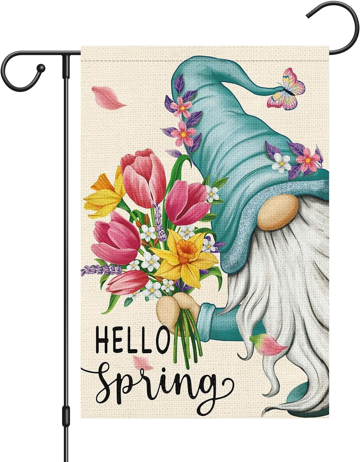 Jbralid Hello Spring Cute Gnome Linen Garden Flag 12x18 Double Sided ...
