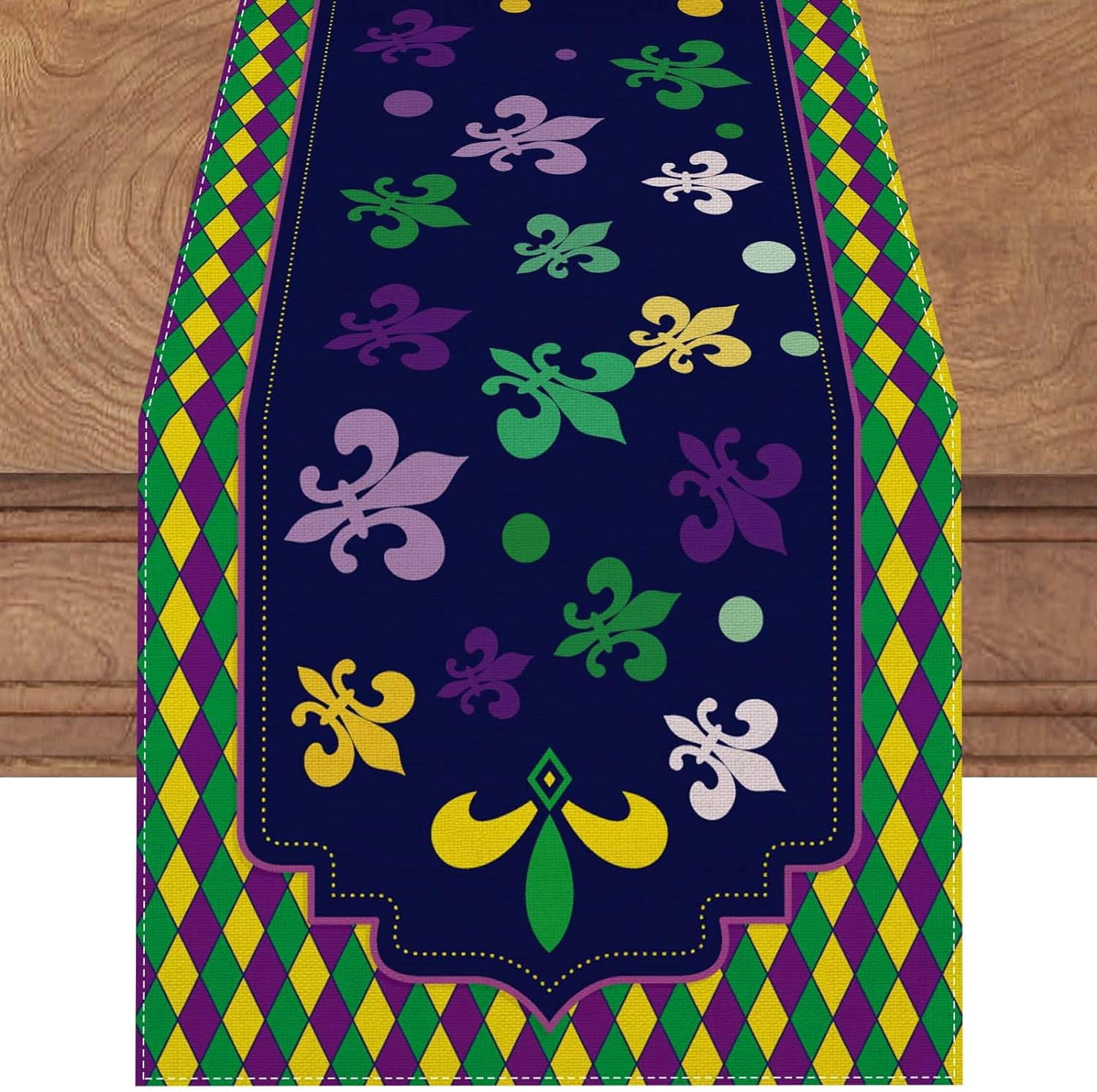 Jbralid Linen Mardi Gras Fleur De Lis Table Runner 72 Inches Long New ...