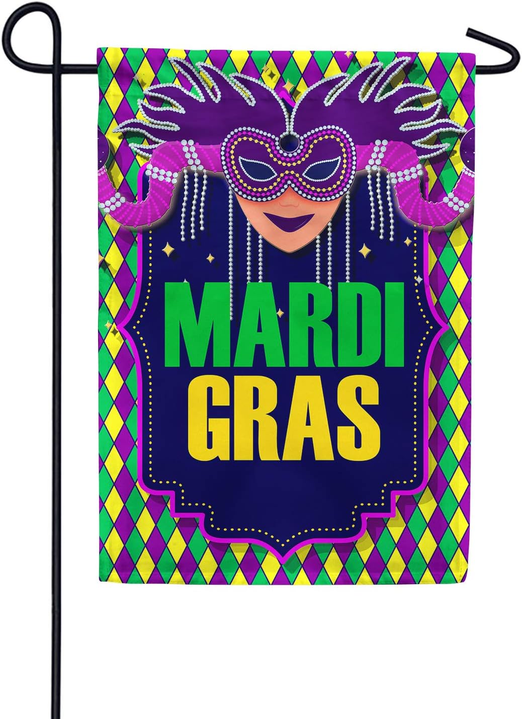 Jbralid Mardi Gras Beaded Mask, Mardi Gras Garden Flag, Masquerade ...