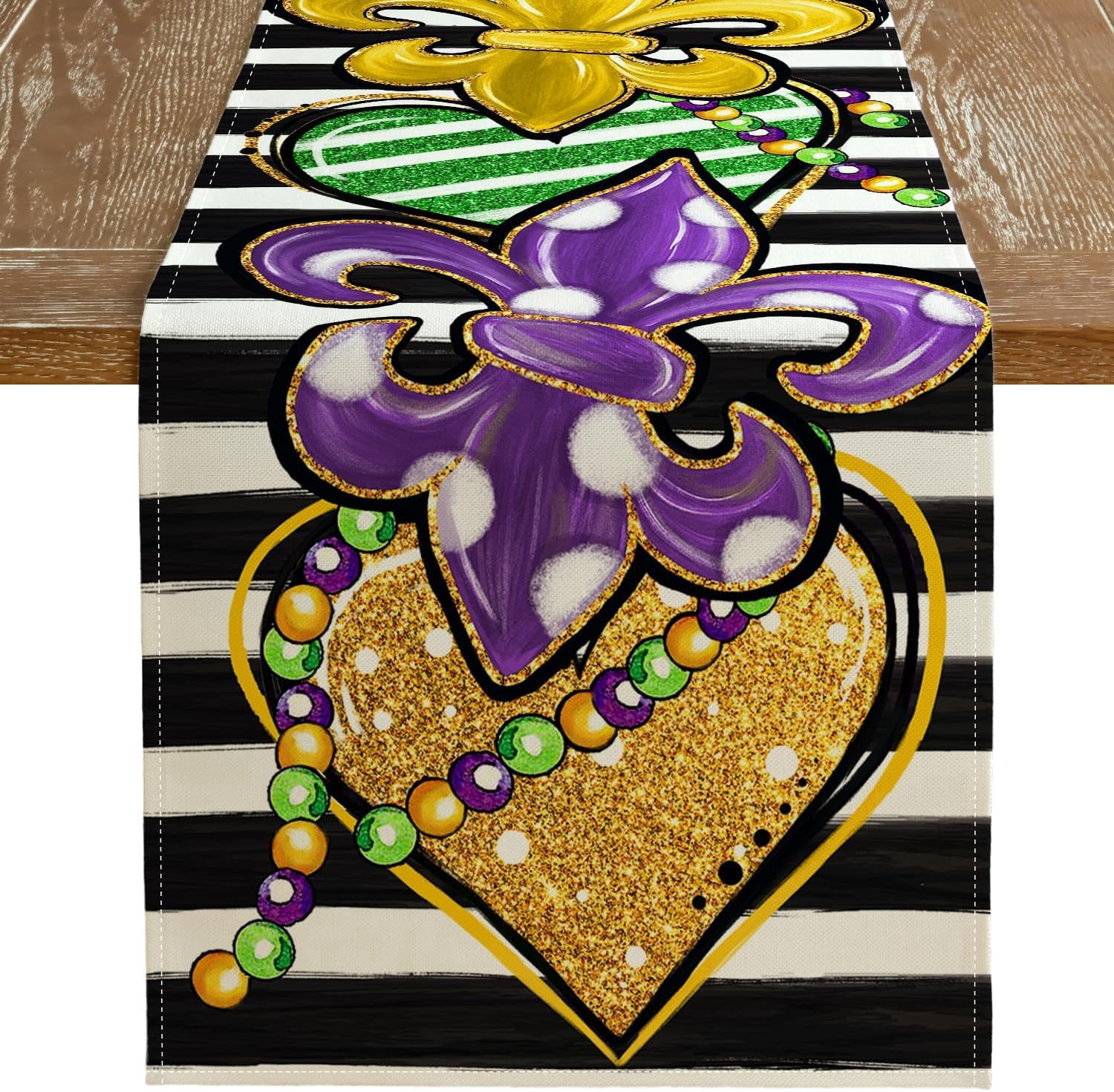 Jbralid Mardi Gras Carnival Table Runner 13x72 Inches, Fleur De Lis ...