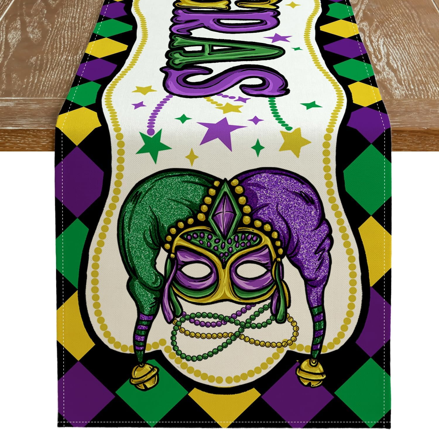 Jbralid Mardi Gras Table Runner 13x72 Inches, Fleur De Lis Mask Clown ...