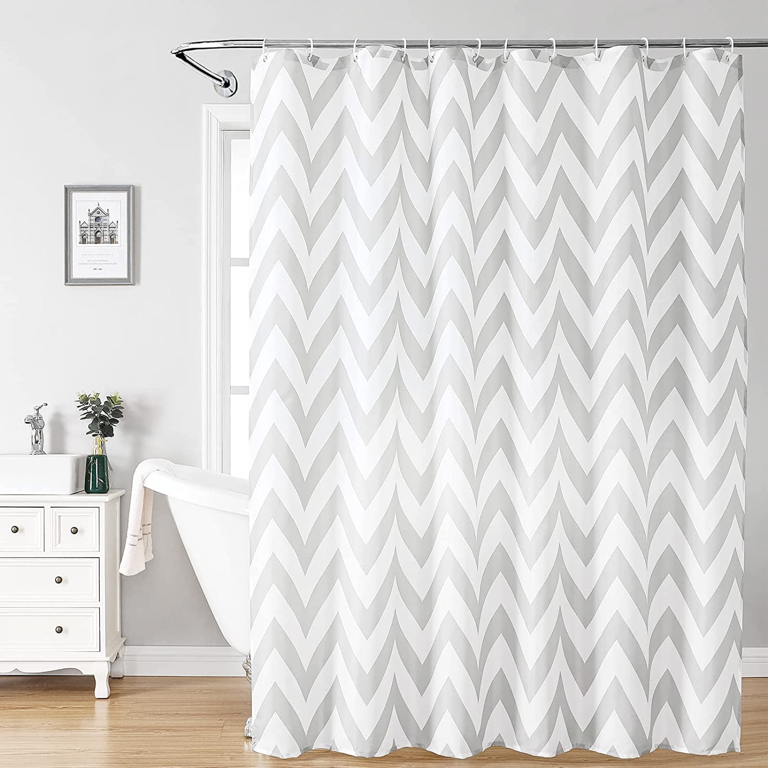 Jbralid Ombre Stripe Shower Curtain, Waterproof Polyester Shower ...