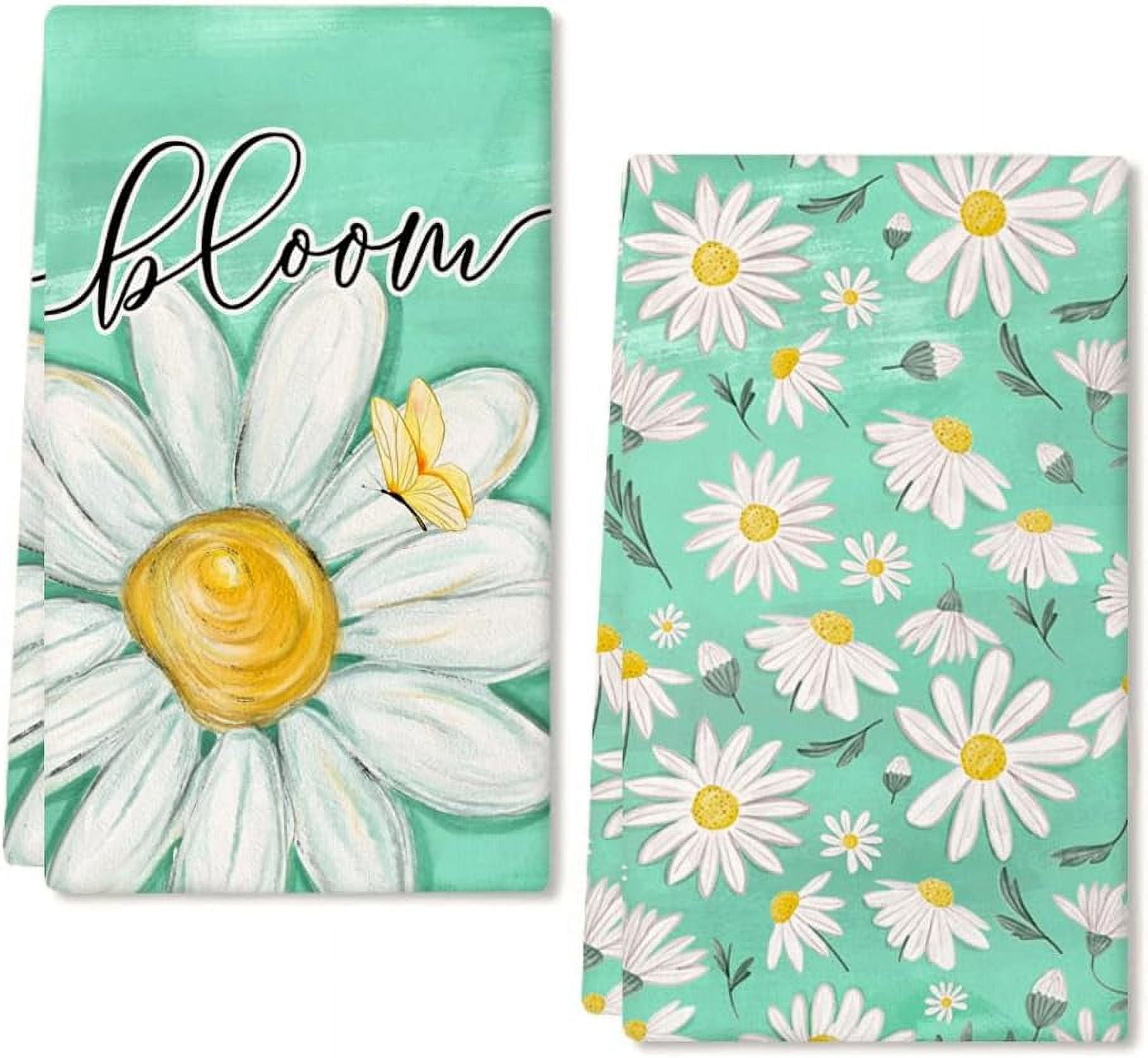 Jbralid White Flower Spring Kitchen Dish Towels Set of 2, 16x27.5 inch ...
