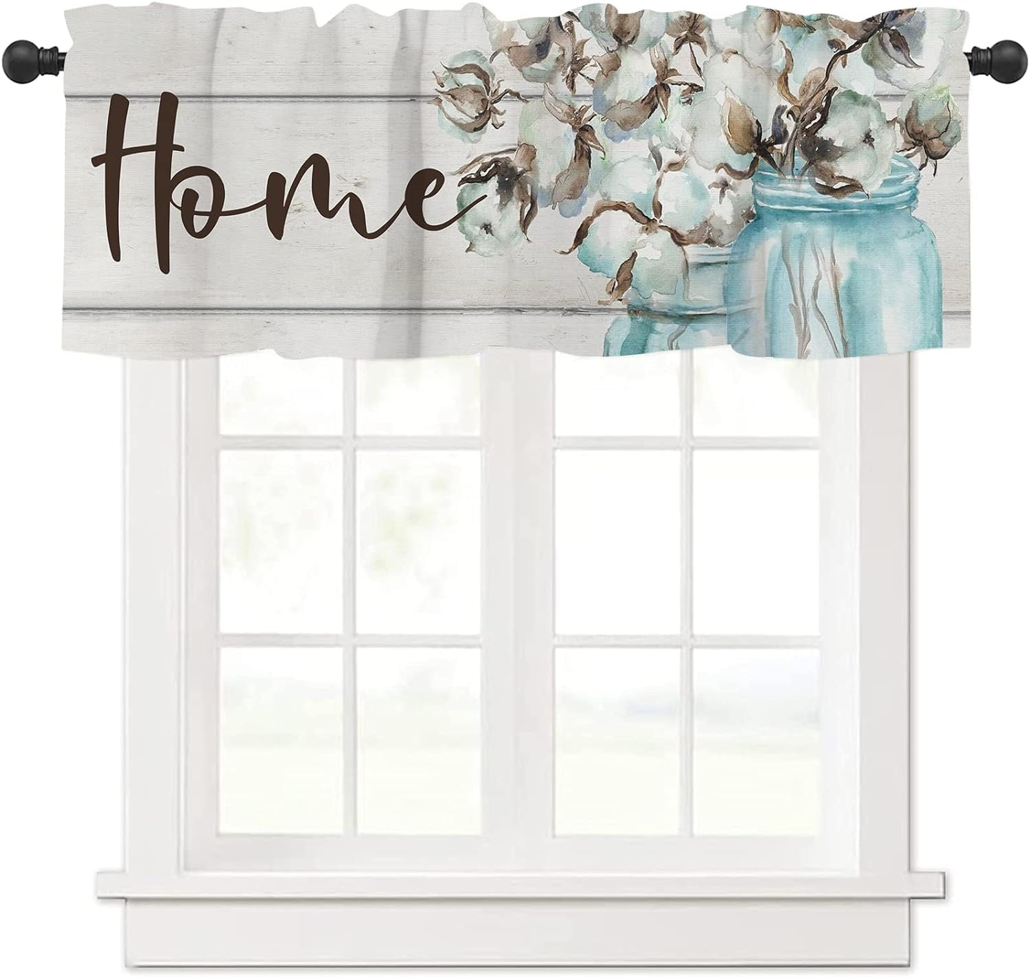 Jbralid Wooden Plank Windows Valances Curtain Kitchen Rod Pocket Short ...