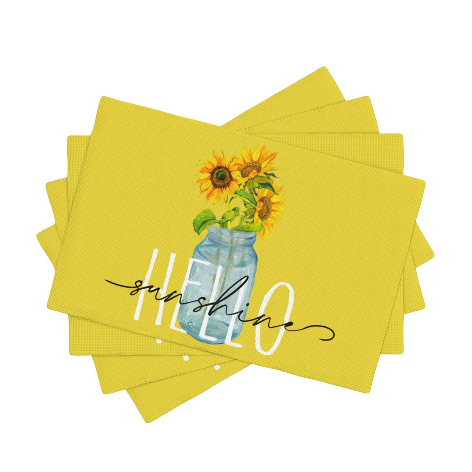 Jbralid Yellow Hello Sunshine Sunflower Summer Placemats for Dining ...