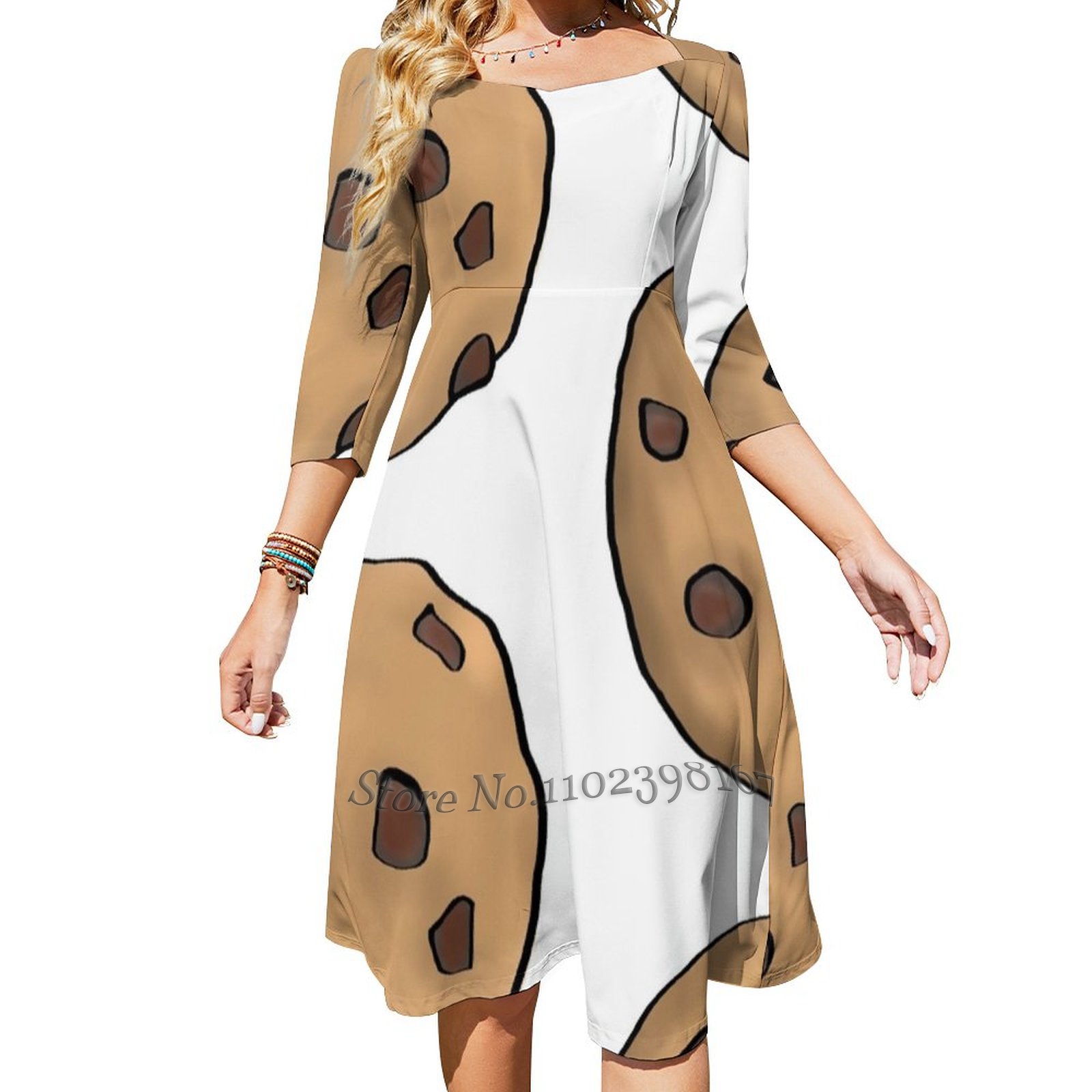 Jc'S Chocolate Chip Cookie Sweet Elegant Dress Women Korean Kawaii ...