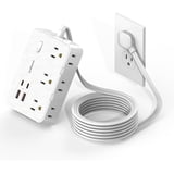 JcBlaon 6-Outlet Surge Protector Power Strip, 4 USB Ports, 5ft Braided ...