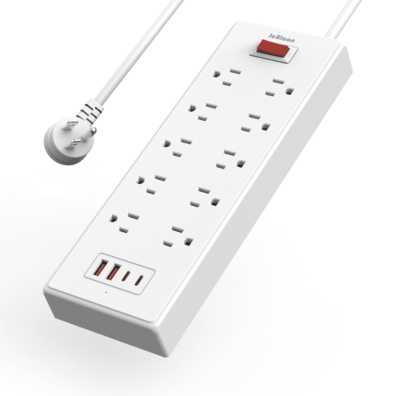 JcBlaon Power Strip Surge Protector with USB C Ports, 5ft Flat Plug ...