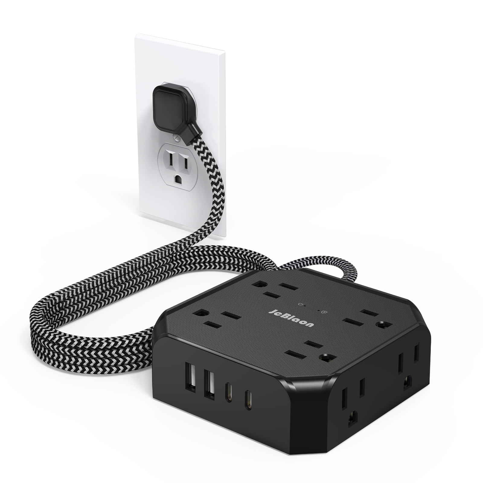 JcBlaon Power Strips with Surge Protection 4 USB Ports Outlets 5ft ...