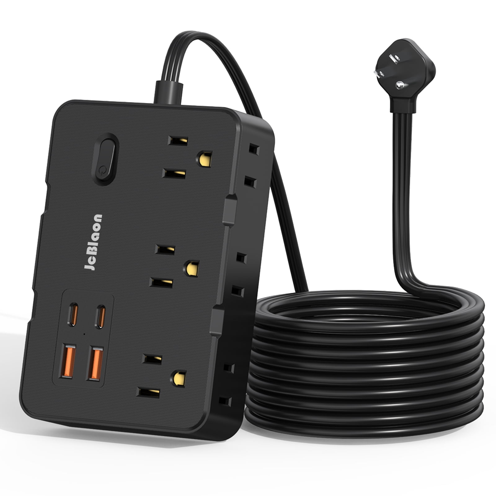 JcBlaon 6-Outlet Power Strip Surge Protector, 5ft Extension Cord, USB ...