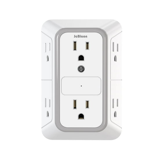 Extension Cord 10 ft - Long Power Strip Surge Protector, 6 AC Outlet 4 ...