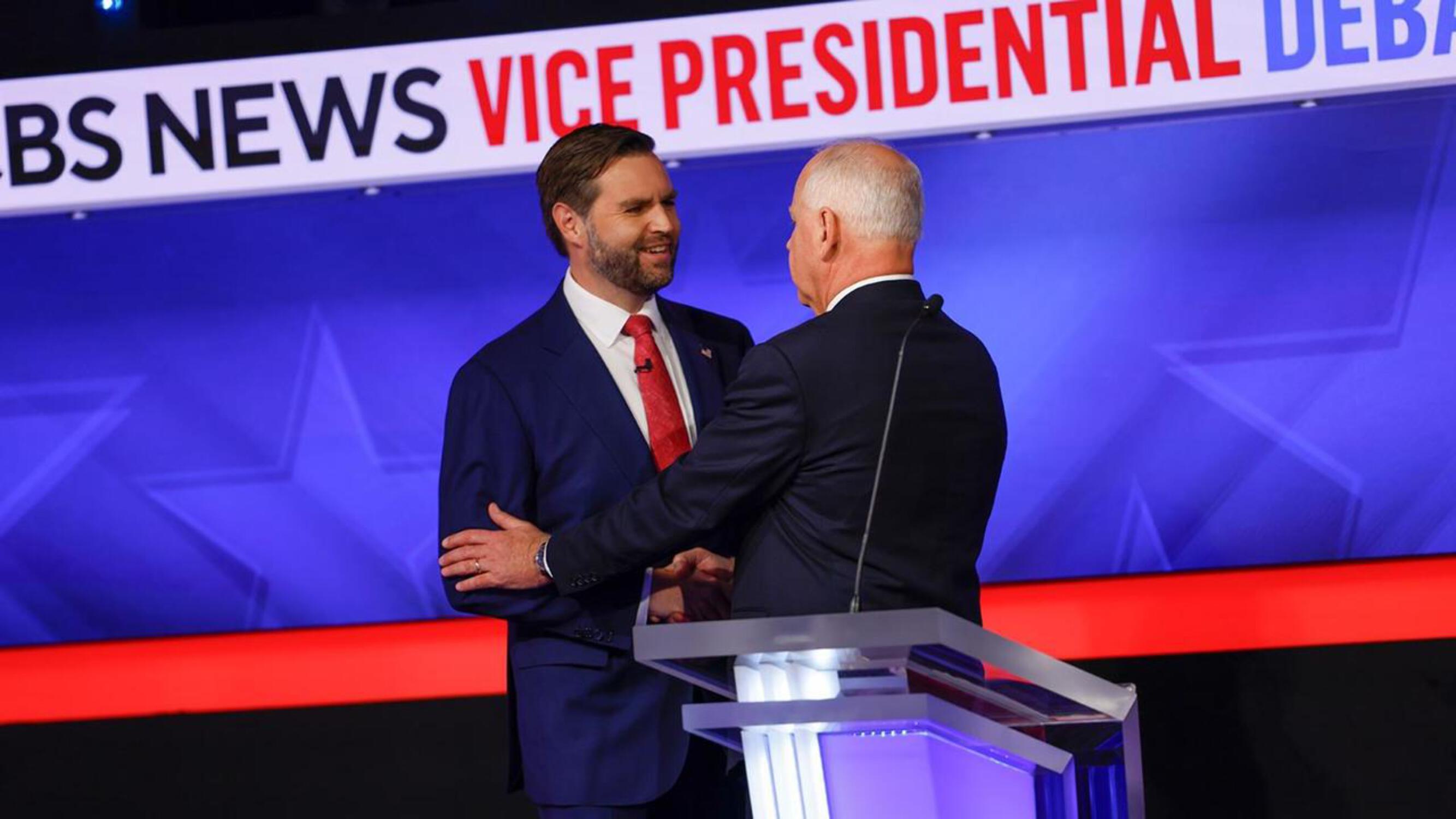 Jd Vance Tim Walz Debate Vp 2024 Handshake Glossy Poster Picture Photo ...