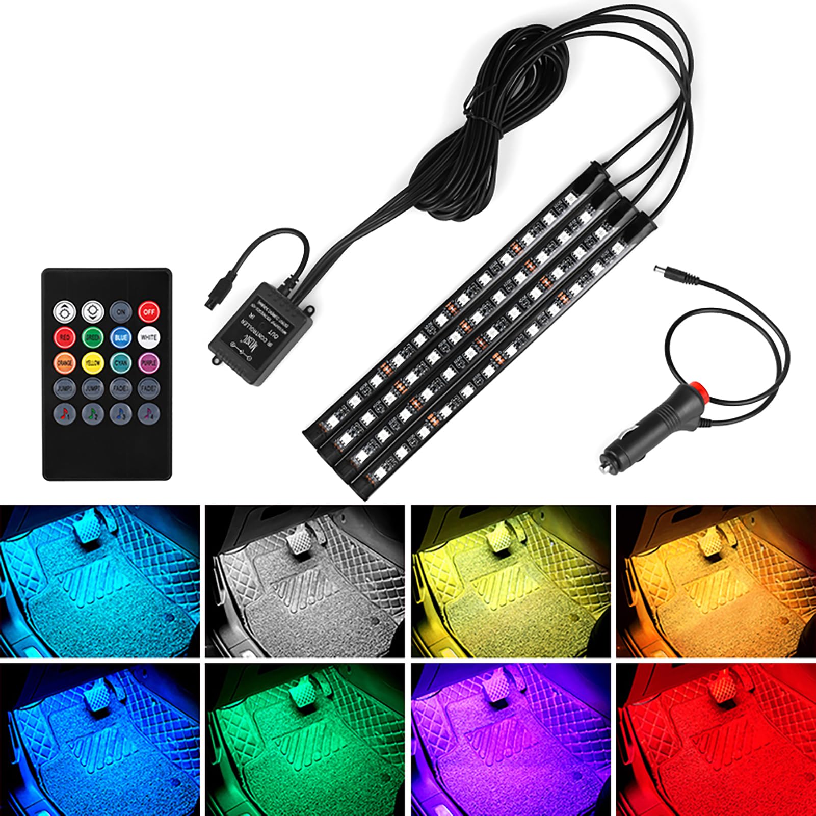 Jdckehla Car LED Strip DHF10 Lights, 48 LED Interior Lights, DC 5V ...