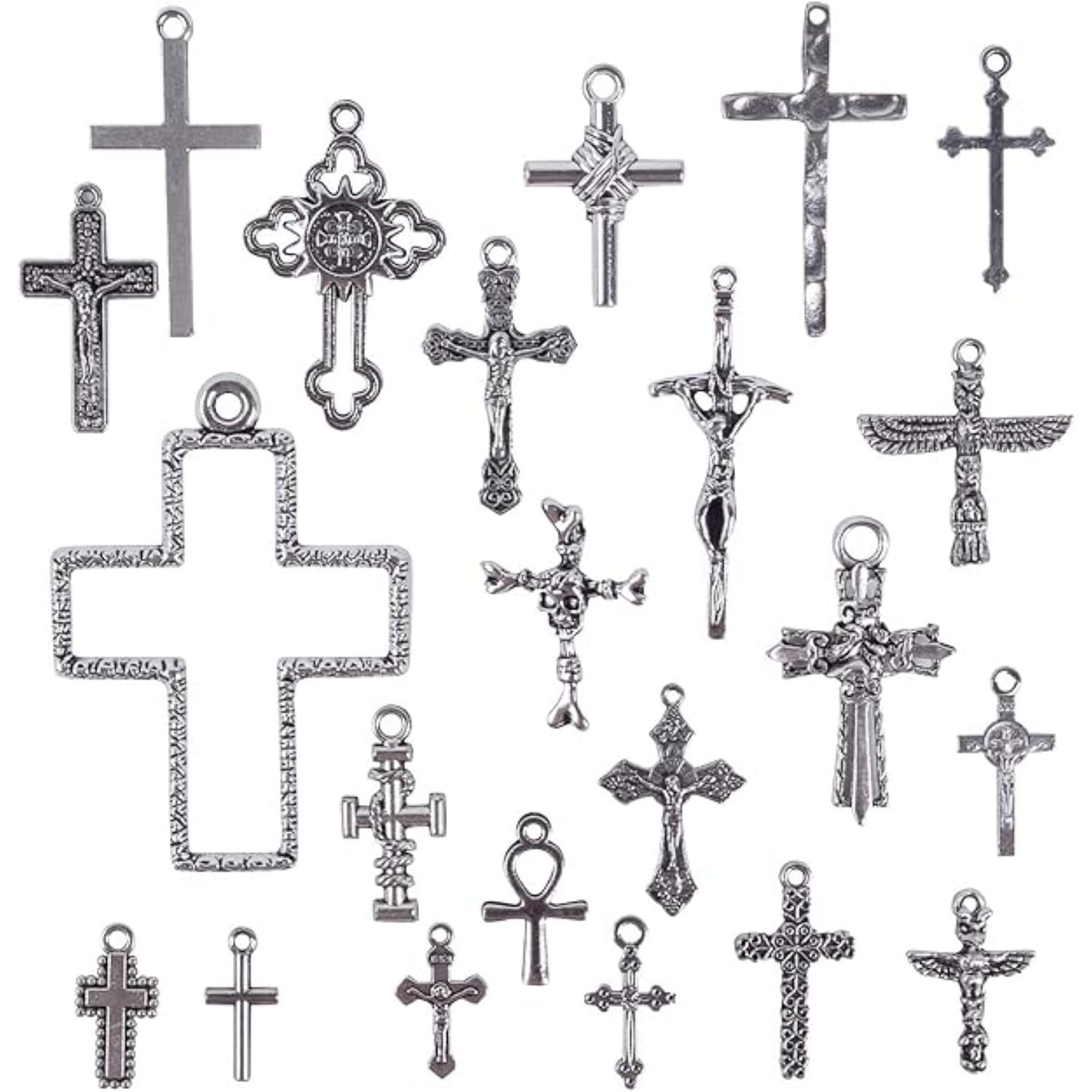 Jdesun 22 Pieces Mixed Styles Crosses Charms Pendants Jesus Christ ...