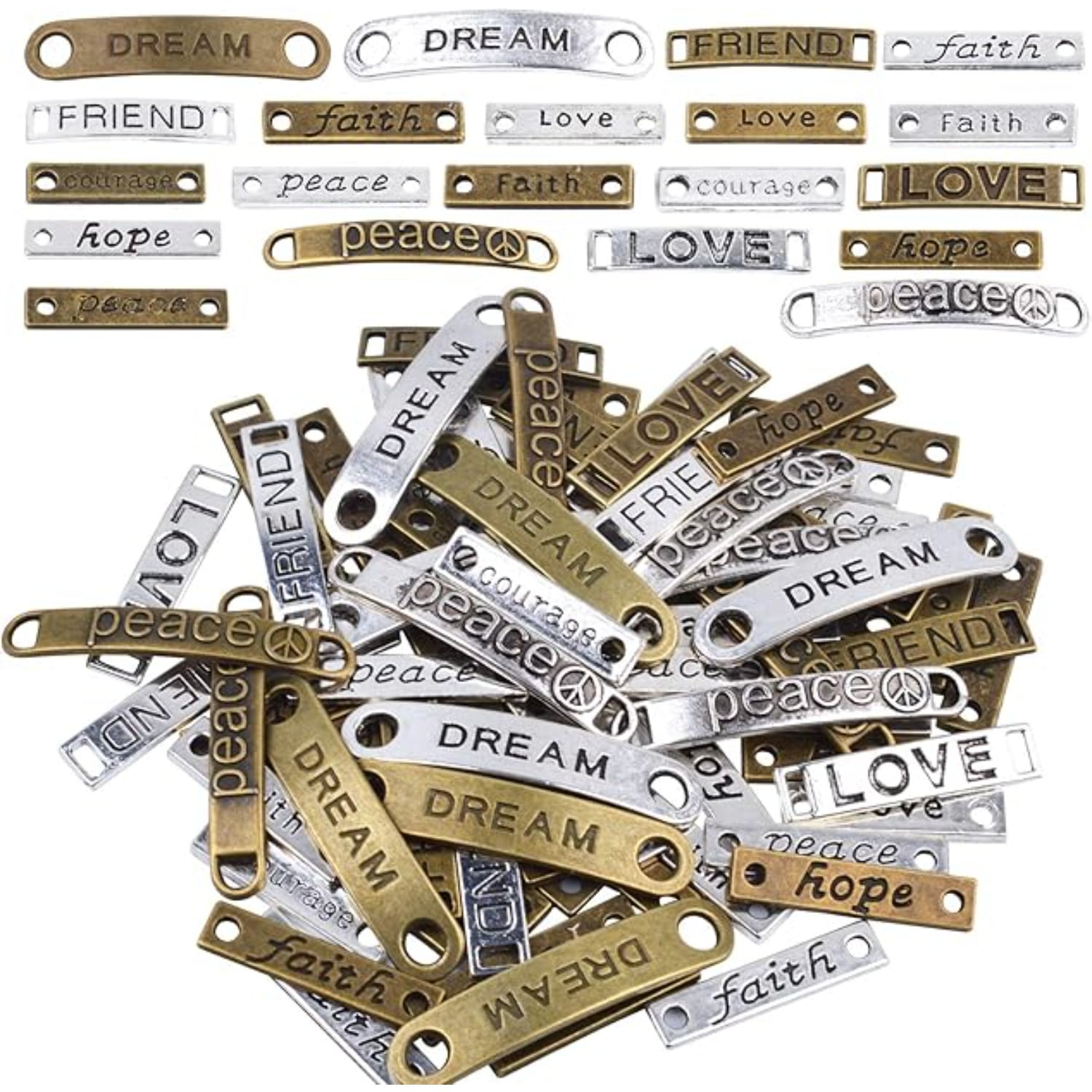 Jdesun 80 Pieces Inspiration Words Connector, 20 Styles Letters Charms ...