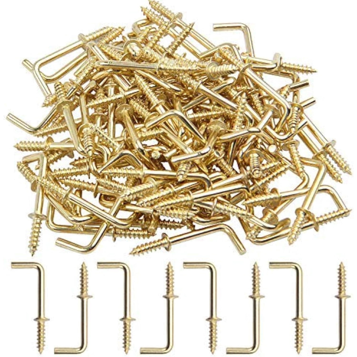 Jdesun Metal Screw in Hooks, 100pcs 3/4 Inch Right Angle Screw Hooks ...