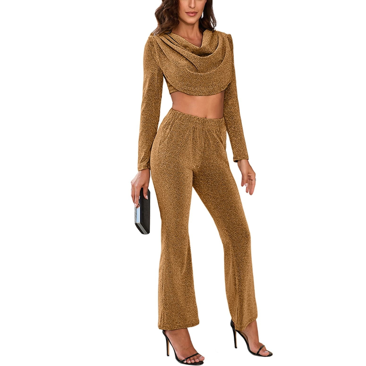 SWSMCLT Women's 2 Piece Outfits Long Sleeve Tracksuit Fitted Party Pant ...