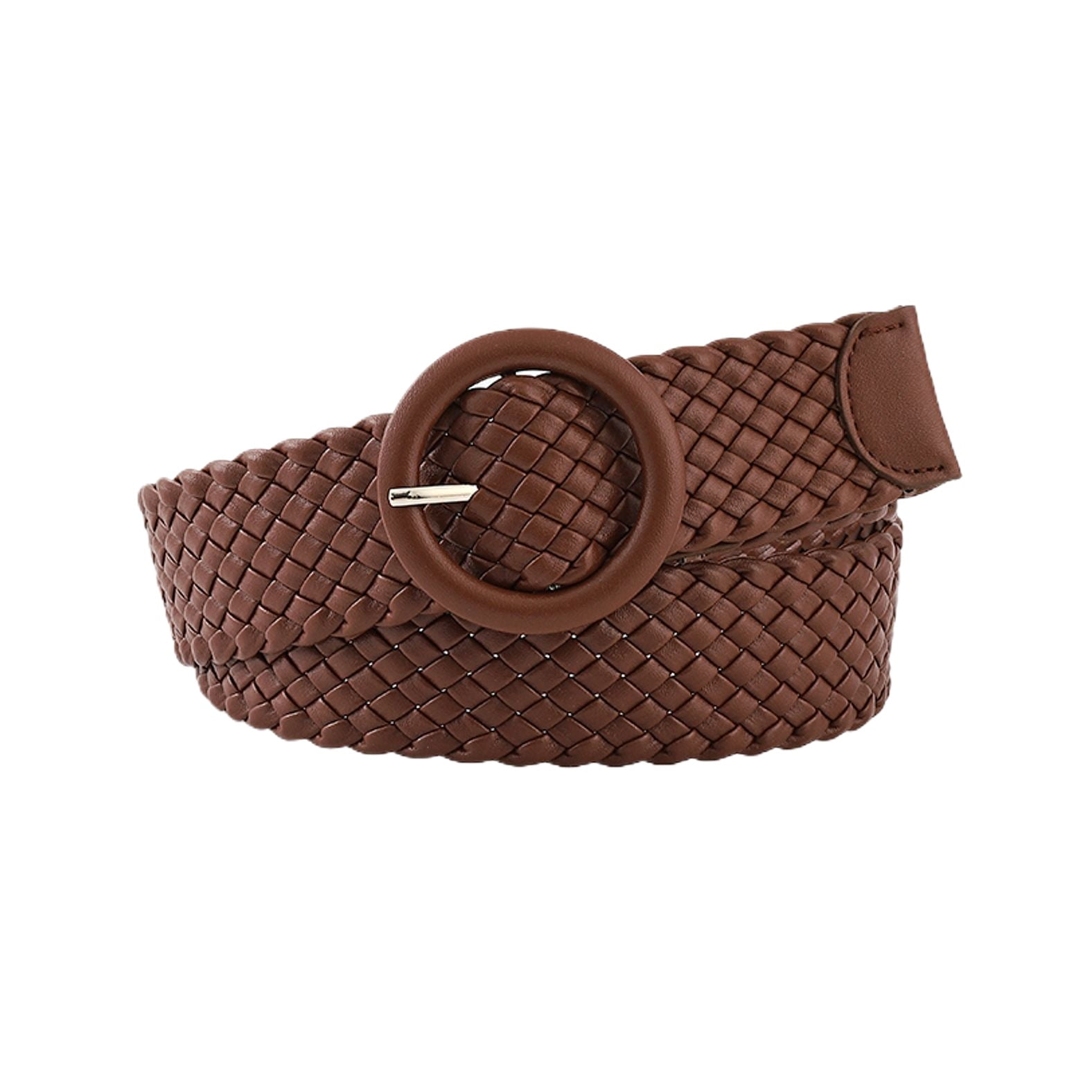 SWSMCLT Women's Woven Belt O Ring Round Buckle Braided Web Belt Cute ...