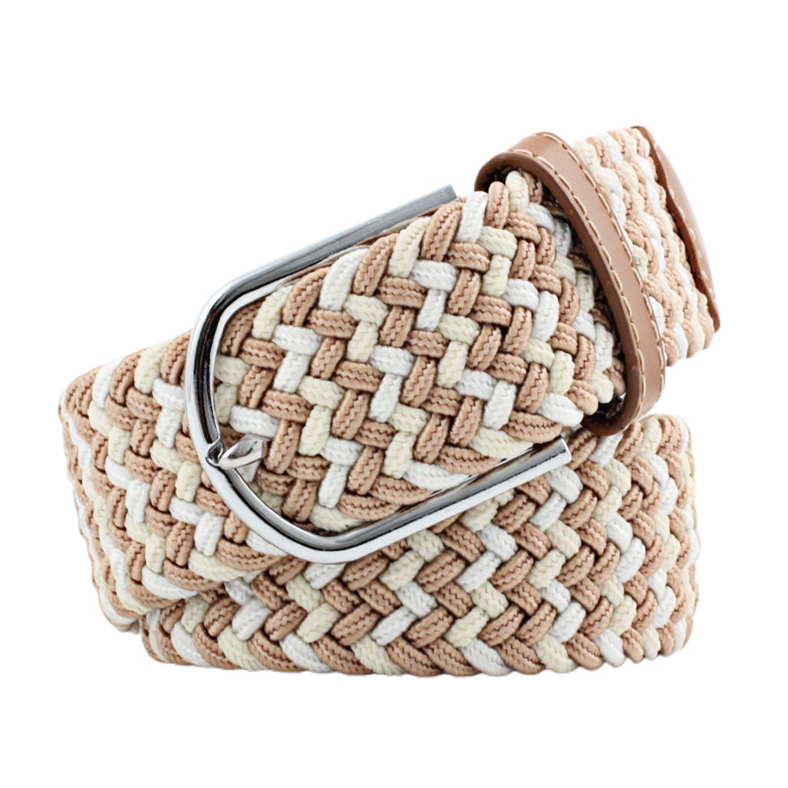 Jdlsppl Women's Elastic Braided Belt Faux Leather Belt Metal Fashion ...