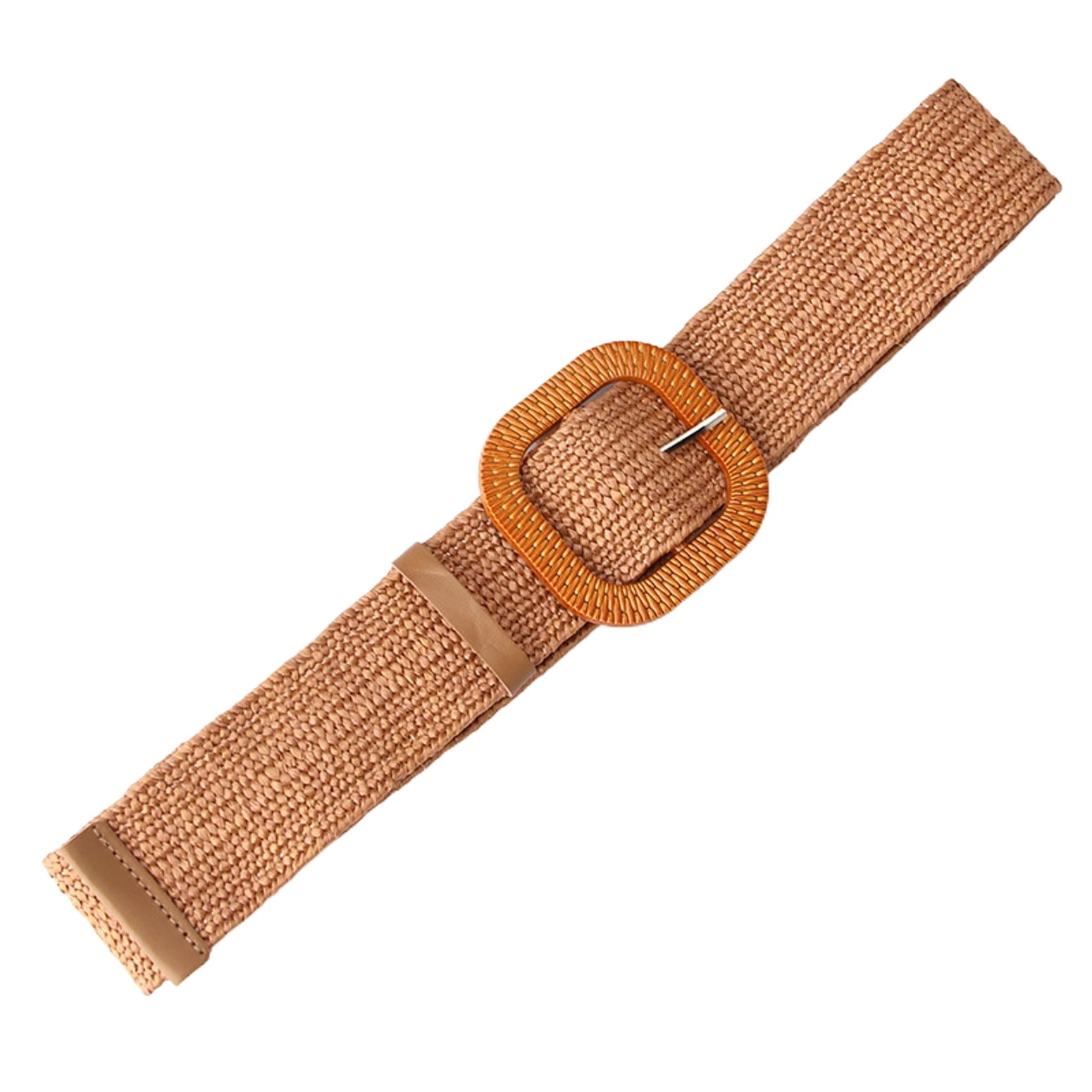 SWSMCLT Women's Elastic Braided Belt Summer Chunky Belt Plastic Buckle ...