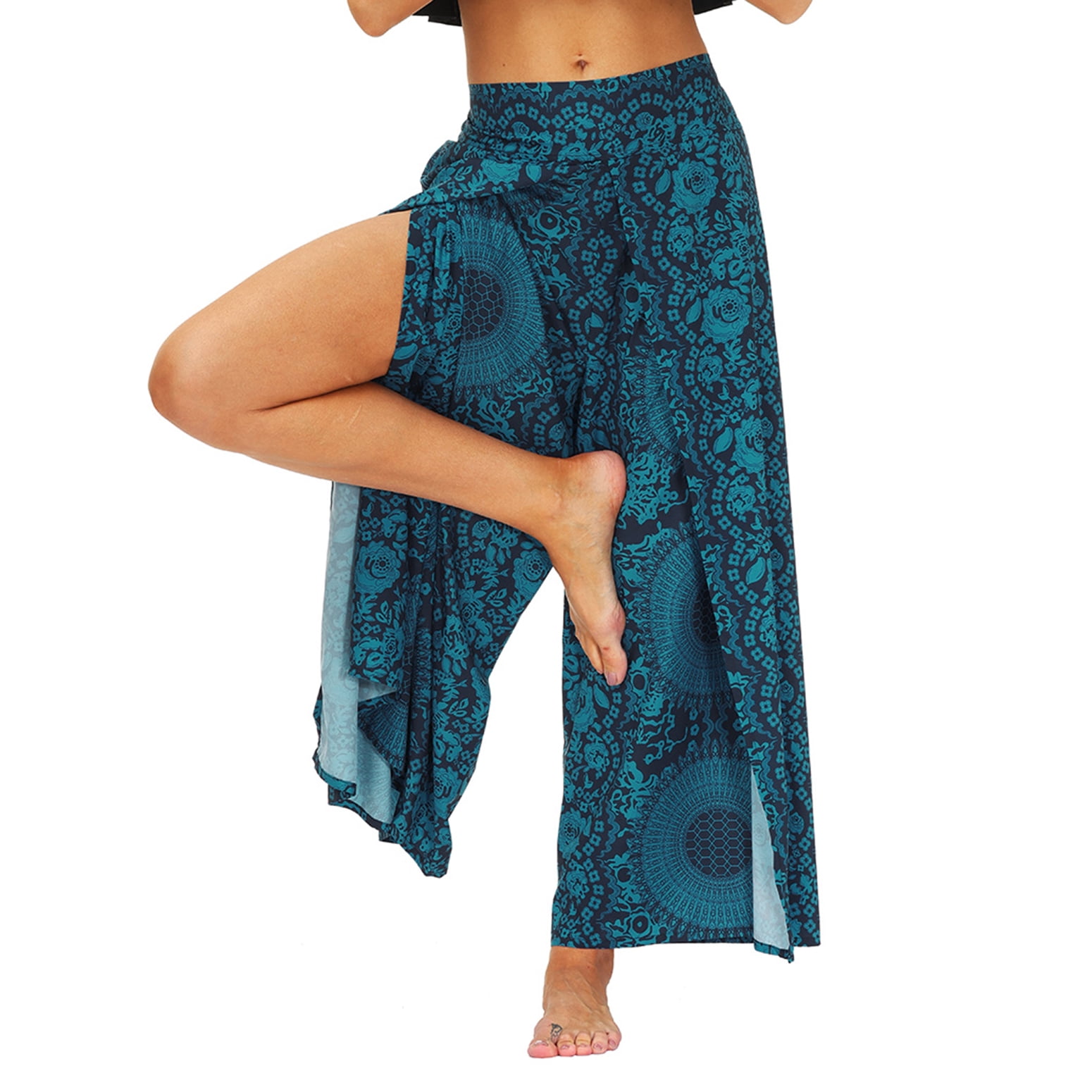 Jdlsppl Women's Wide Leg Gaucho Harem Yoga Pants Side Split Boho ...