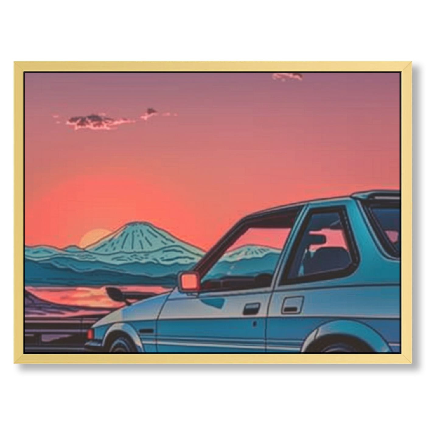 Jdm Car Japan Fuji Anime Pink Poster Canvas Wall Art Posters & Prints ...